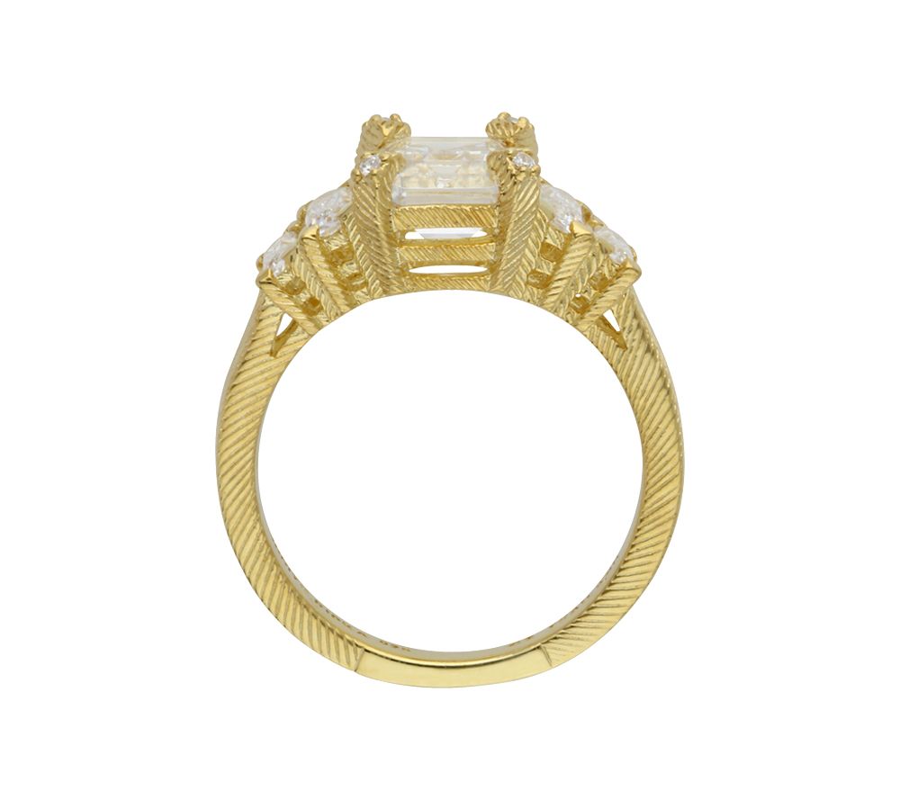 Judith Ripka 14K Clad 5-Stone 3.60 cttw Diamonique Ring - QVC.com