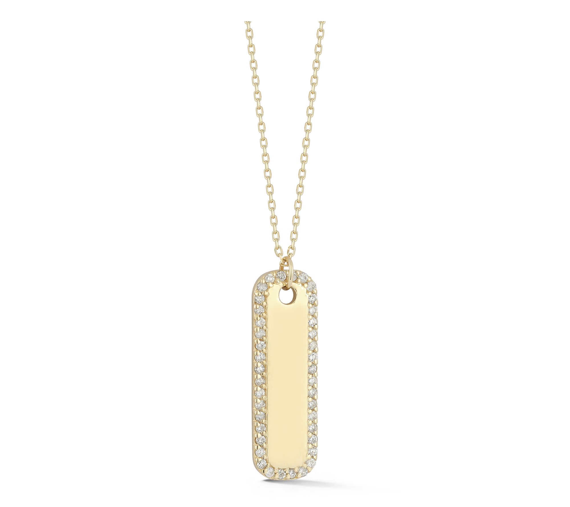 Luminosa Gold Diamond Thin Tag Pendant w/ Chain, 14K - QVC.com