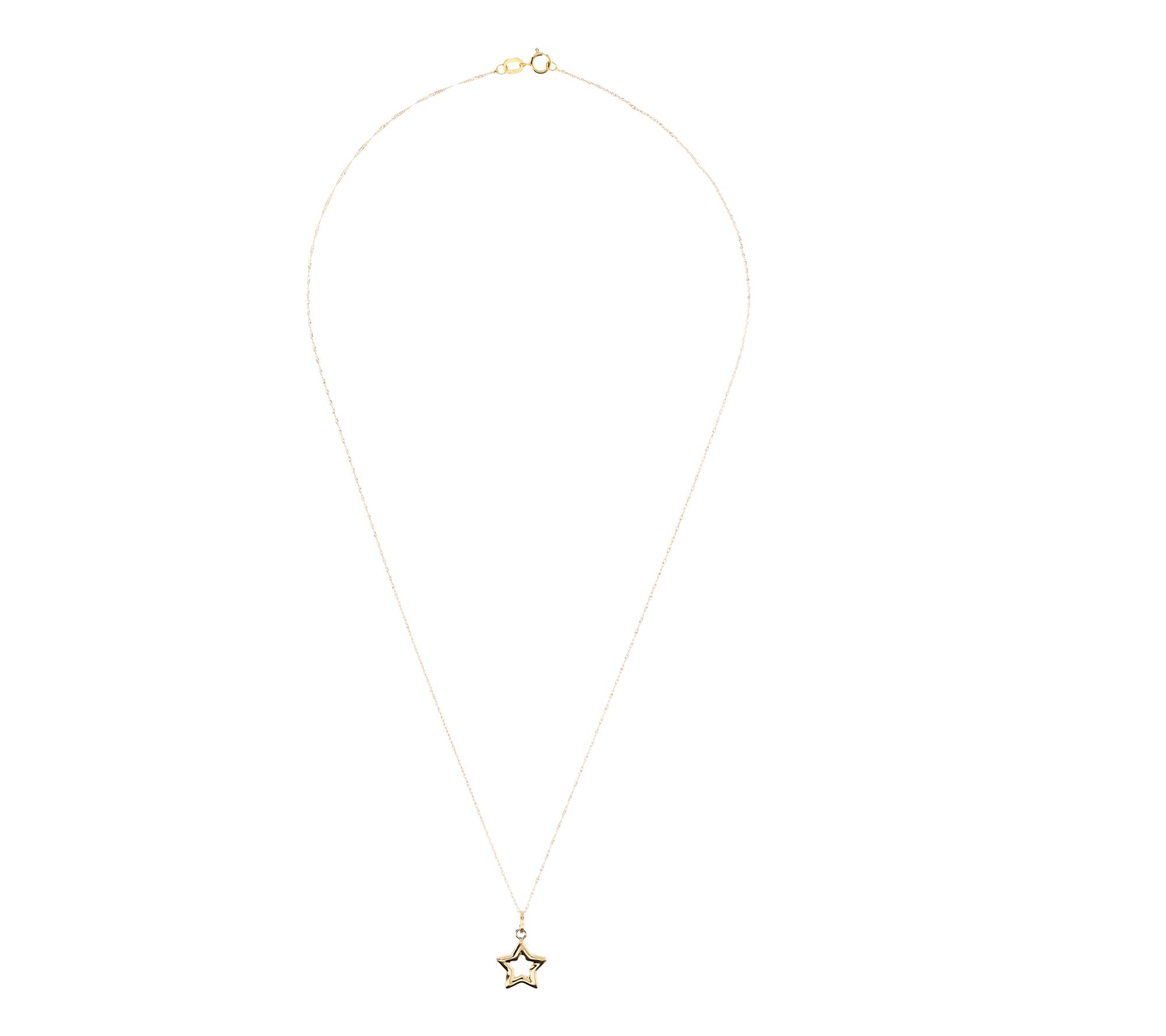 Italian Gold Star Pendant w/ Chain, 14K - QVC.com
