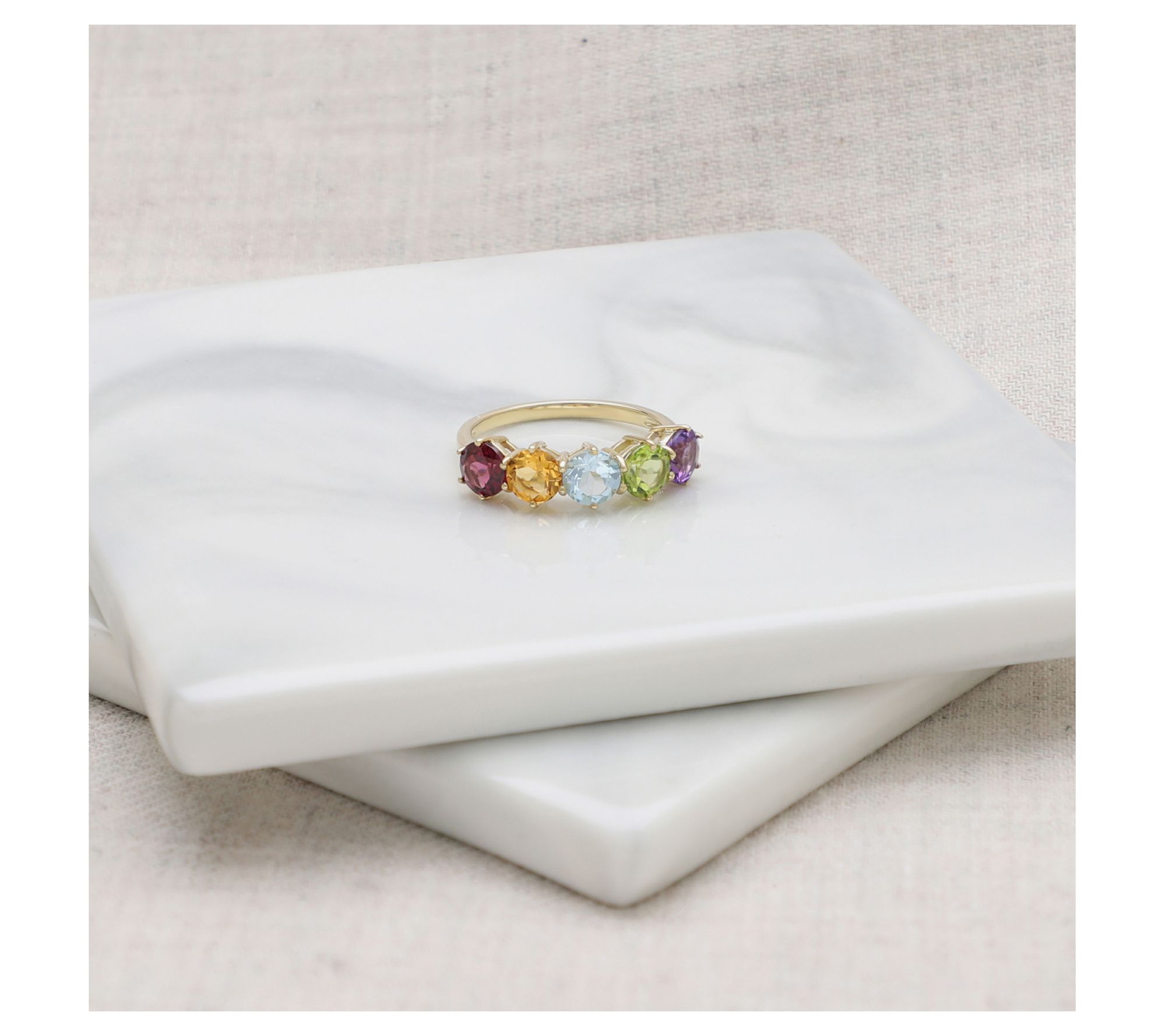Ariva 18K Clad Gemstone Band Ring - QVC.com