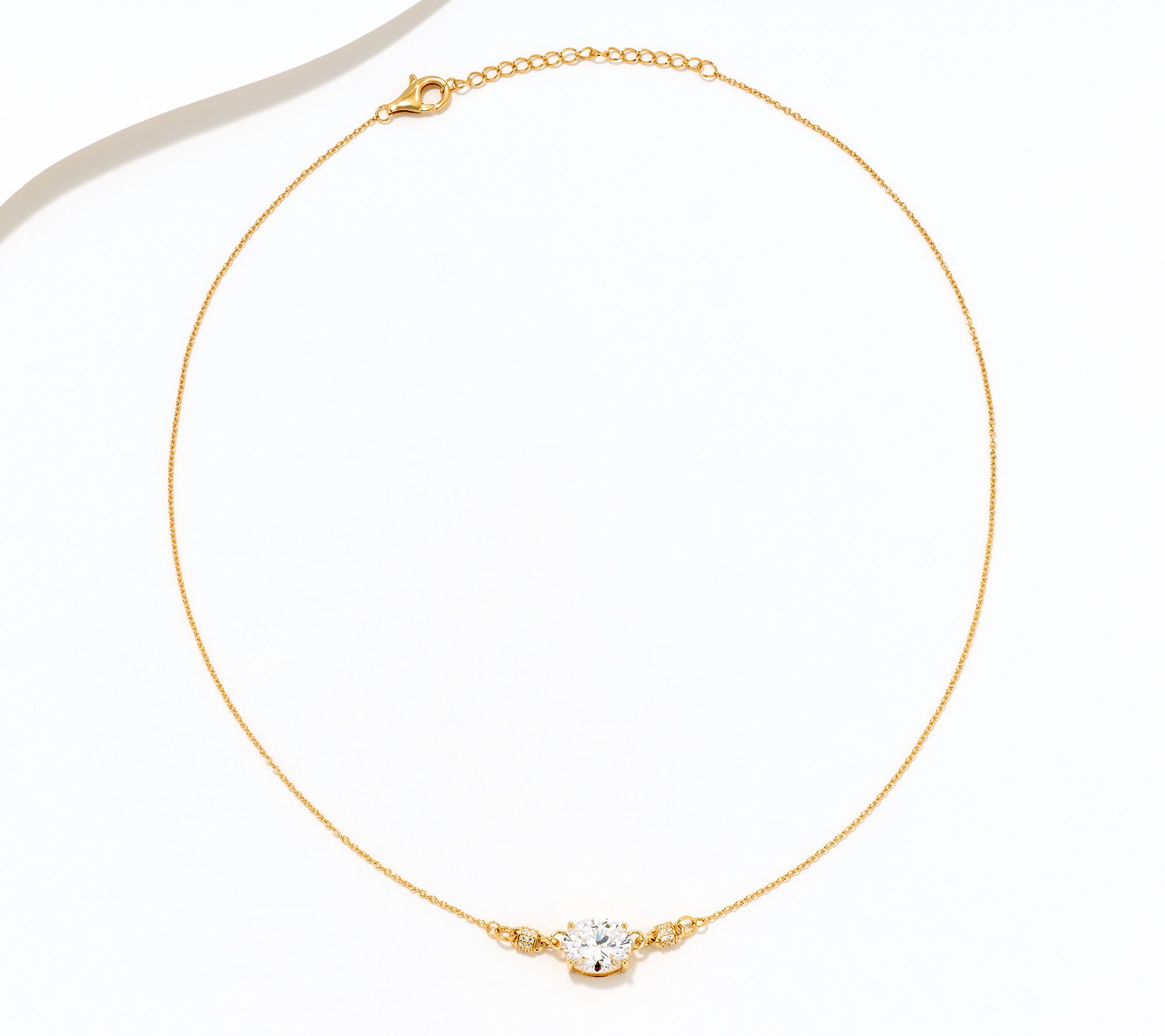 Diamonique Classics Pave Rondelle Link Necklace, Sterling Silver - QVC.com