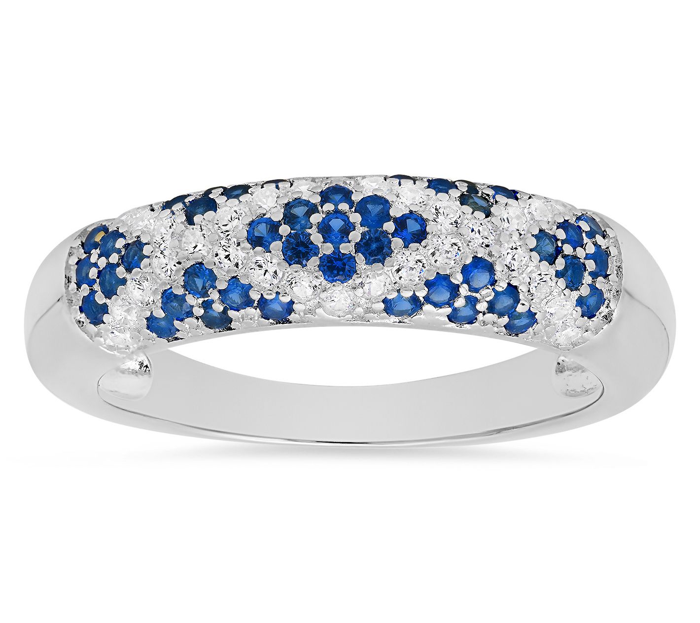 Diamonique Pave Sapphire 'X' Ring, Sterling Silver - QVC.com