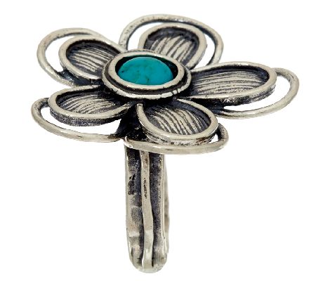Sterling Silver Turquoise Flower Ring by Or Paz - QVC.com