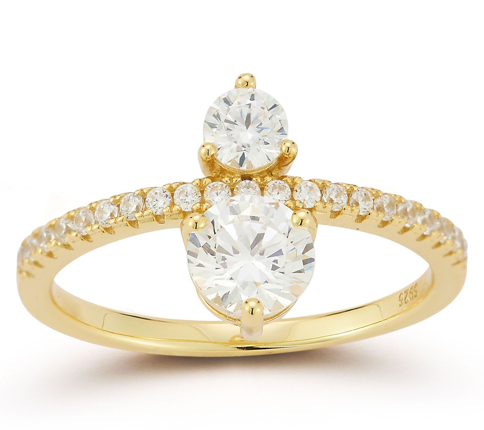 Rachel Zoe Double Center Design Pave Band Ring,Sterling - QVC.com