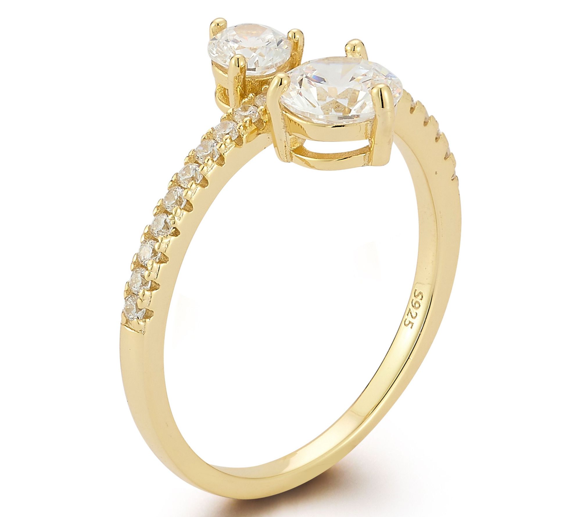 Rachel Zoe Double Center Design Pave Band Ring,Sterling - QVC.com