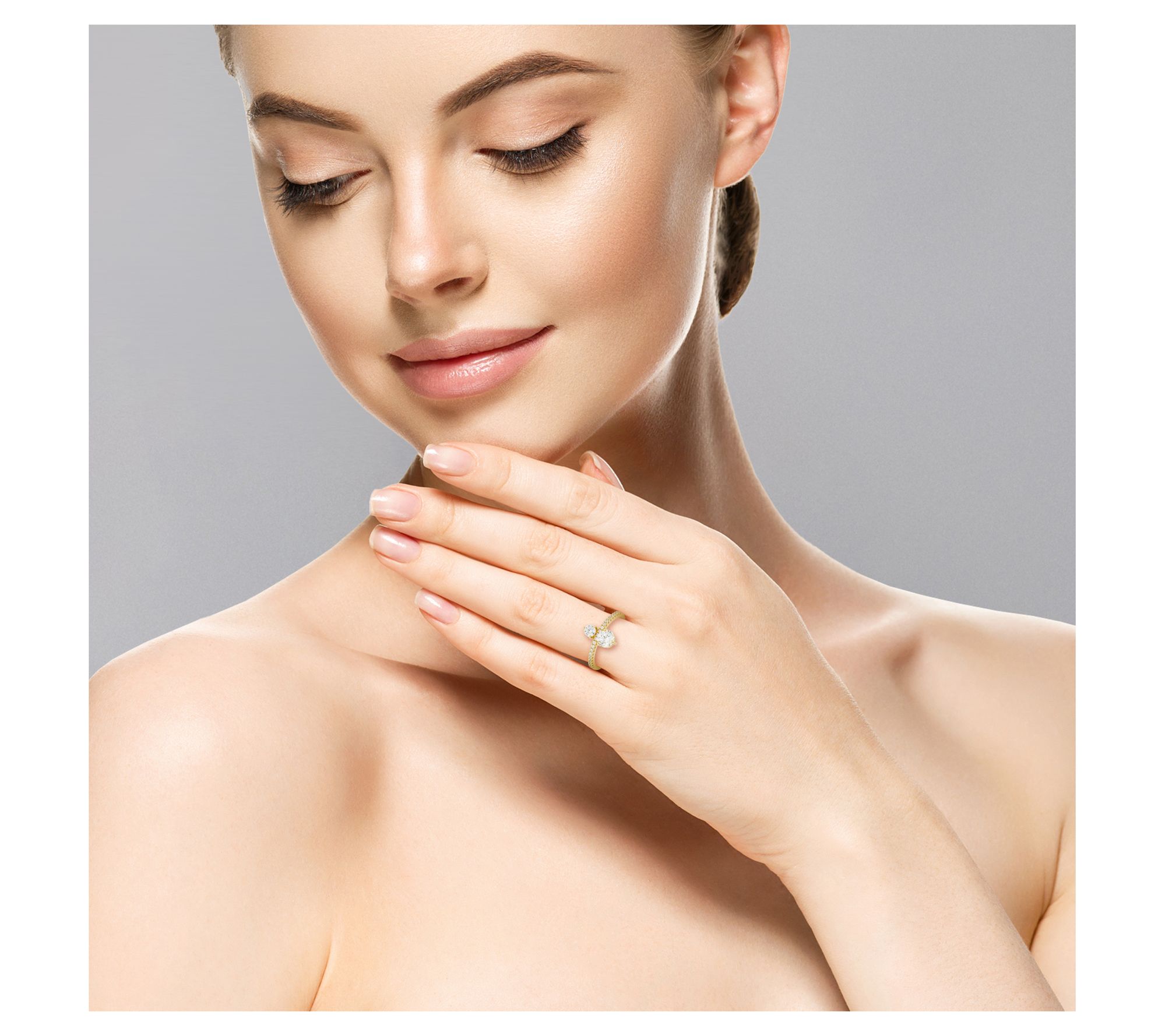 Rachel Zoe Double Center Design Pave Band Ring,Sterling - QVC.com