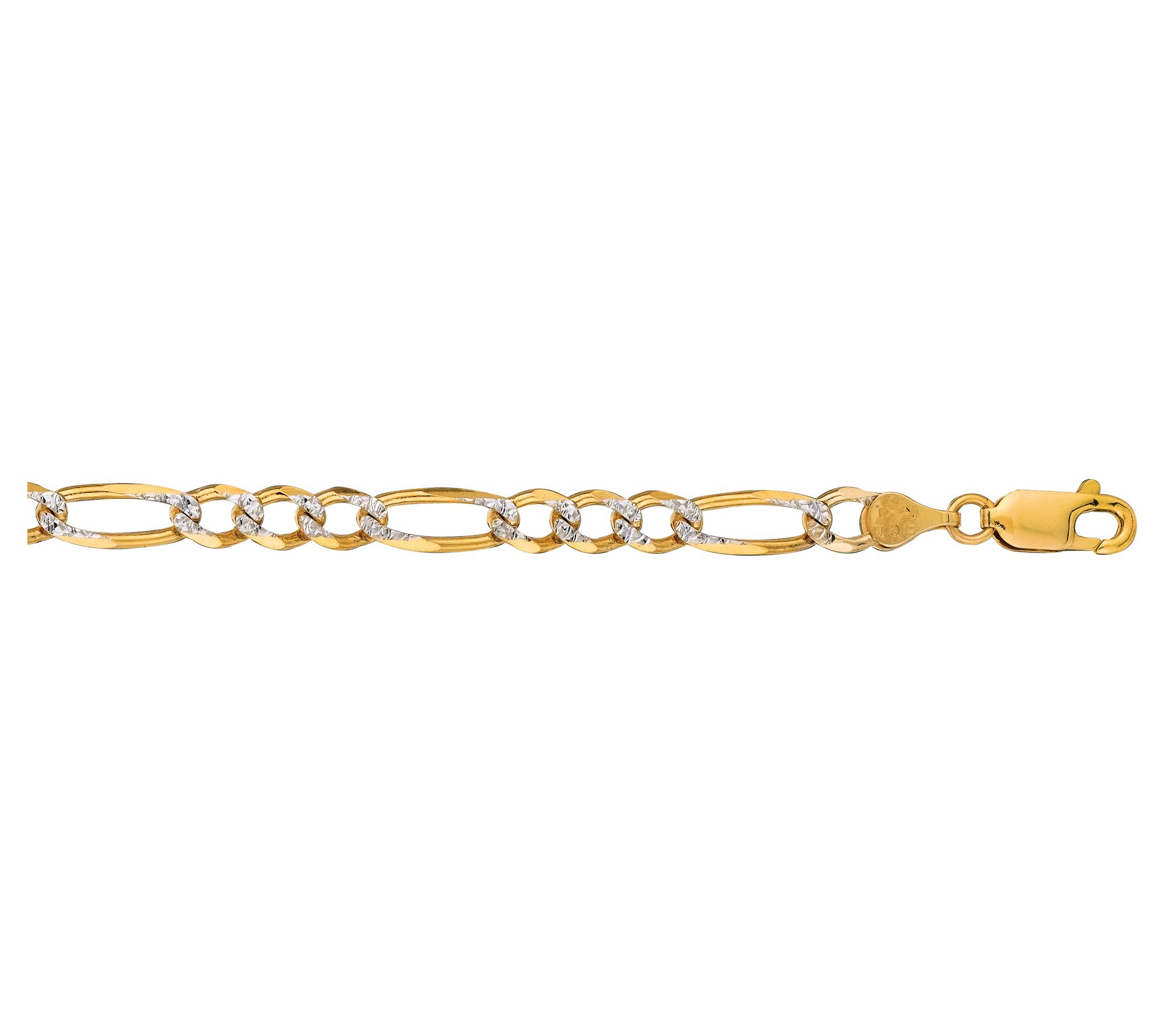 Men's Two-Tone Diamond-Cut Figaro Chain 8" Bracelet - QVC.com