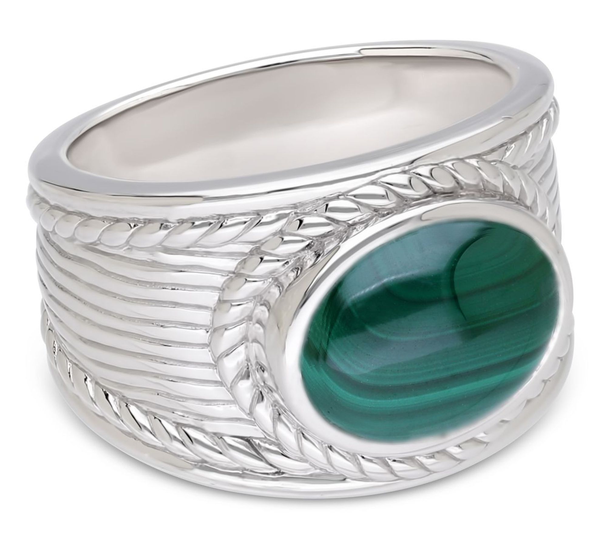 Ariva Sterling Textured Gemstone Arden Ring - QVC.com