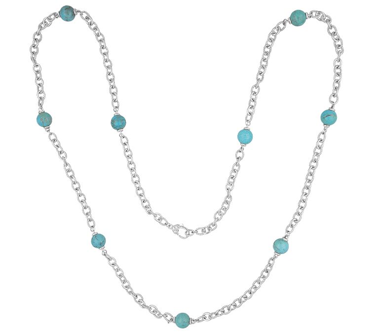 Judith Ripka Sterling Silver Turquoise Bead 36"Necklace - QVC.com