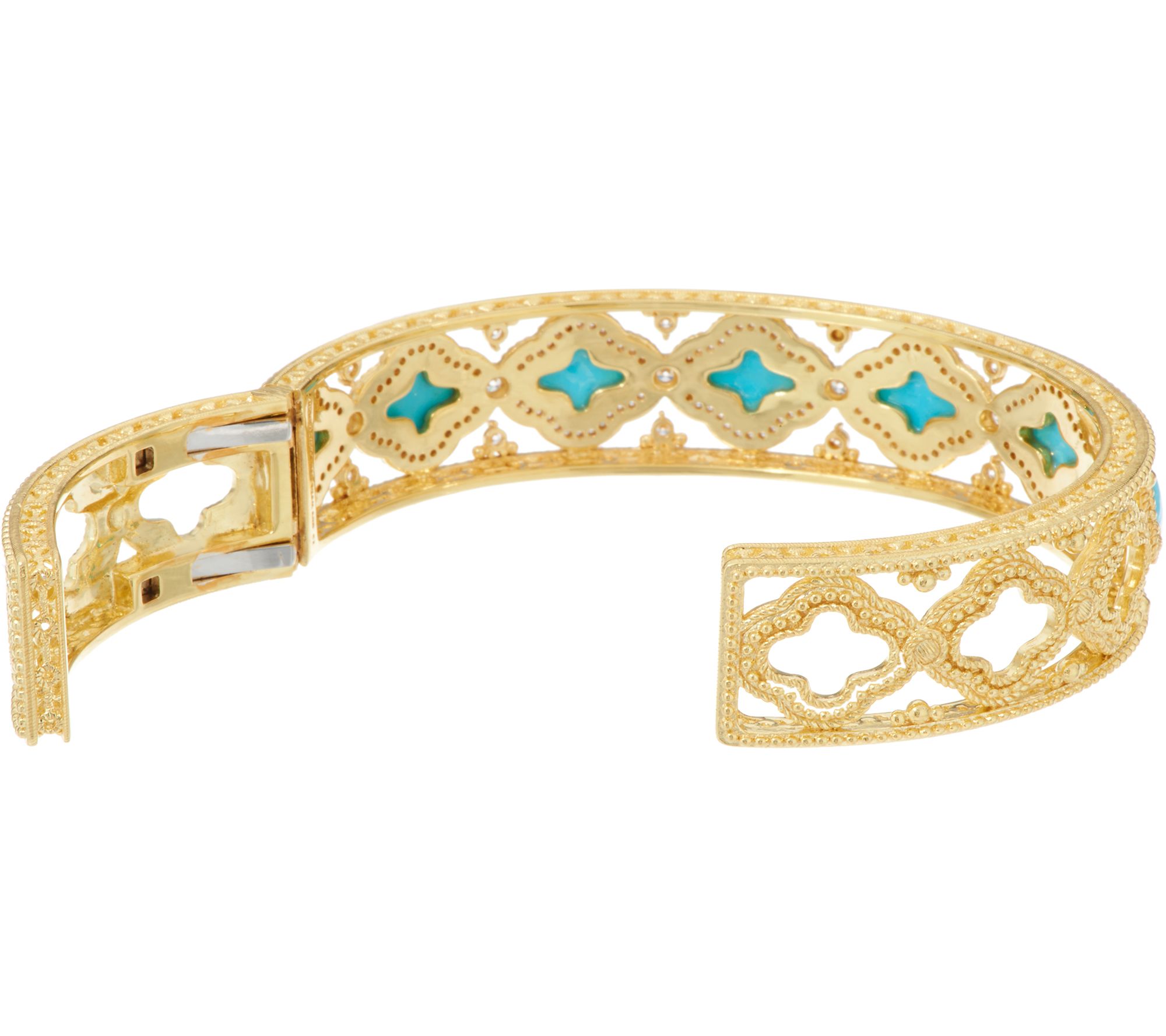 "As Is" Judith Ripka 14K Clad Diamonique & Turquoise Cuff Bracelet ...