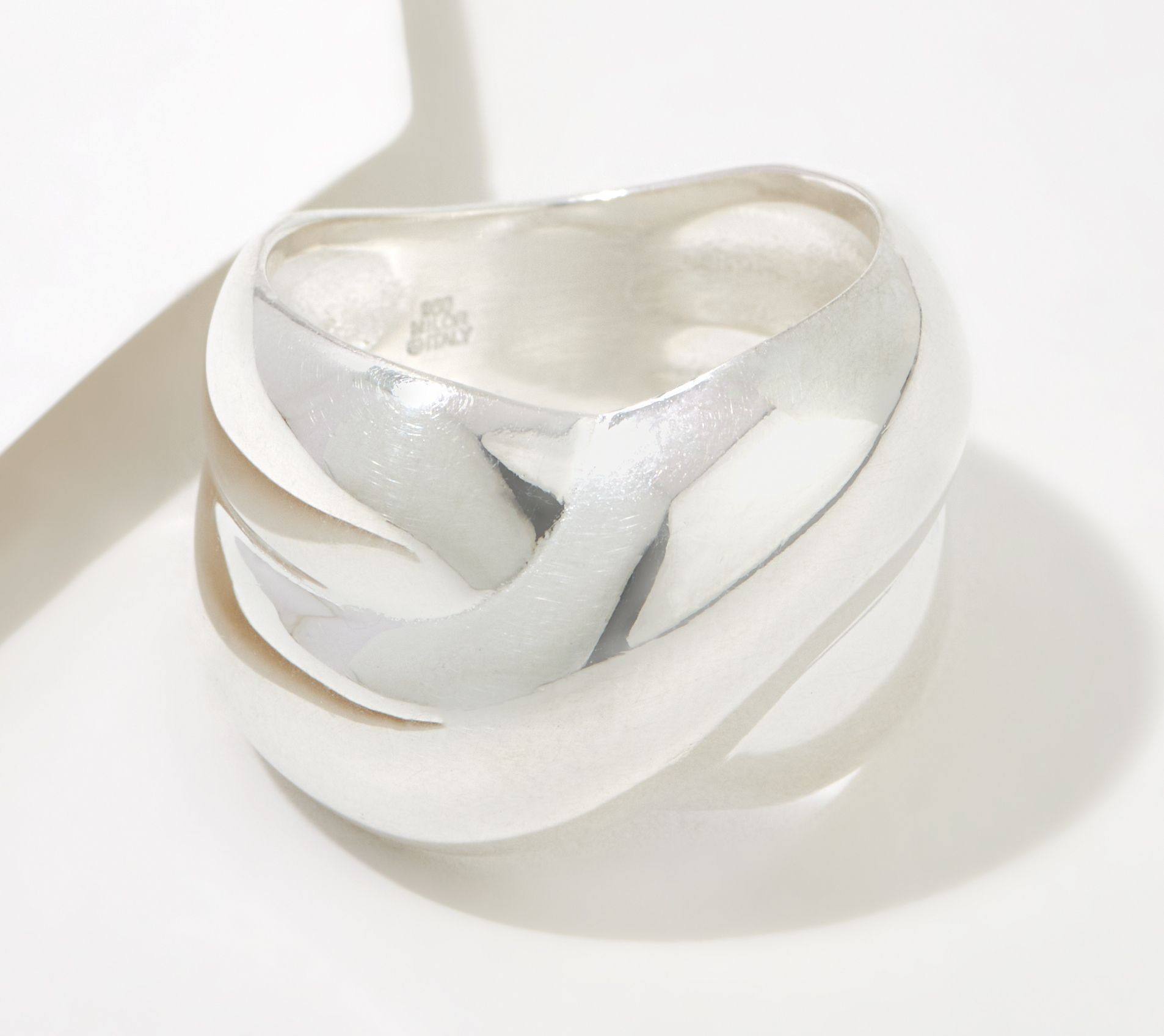 UltraFine 950 Silver Polished Or Textured Crossover Ring QVC