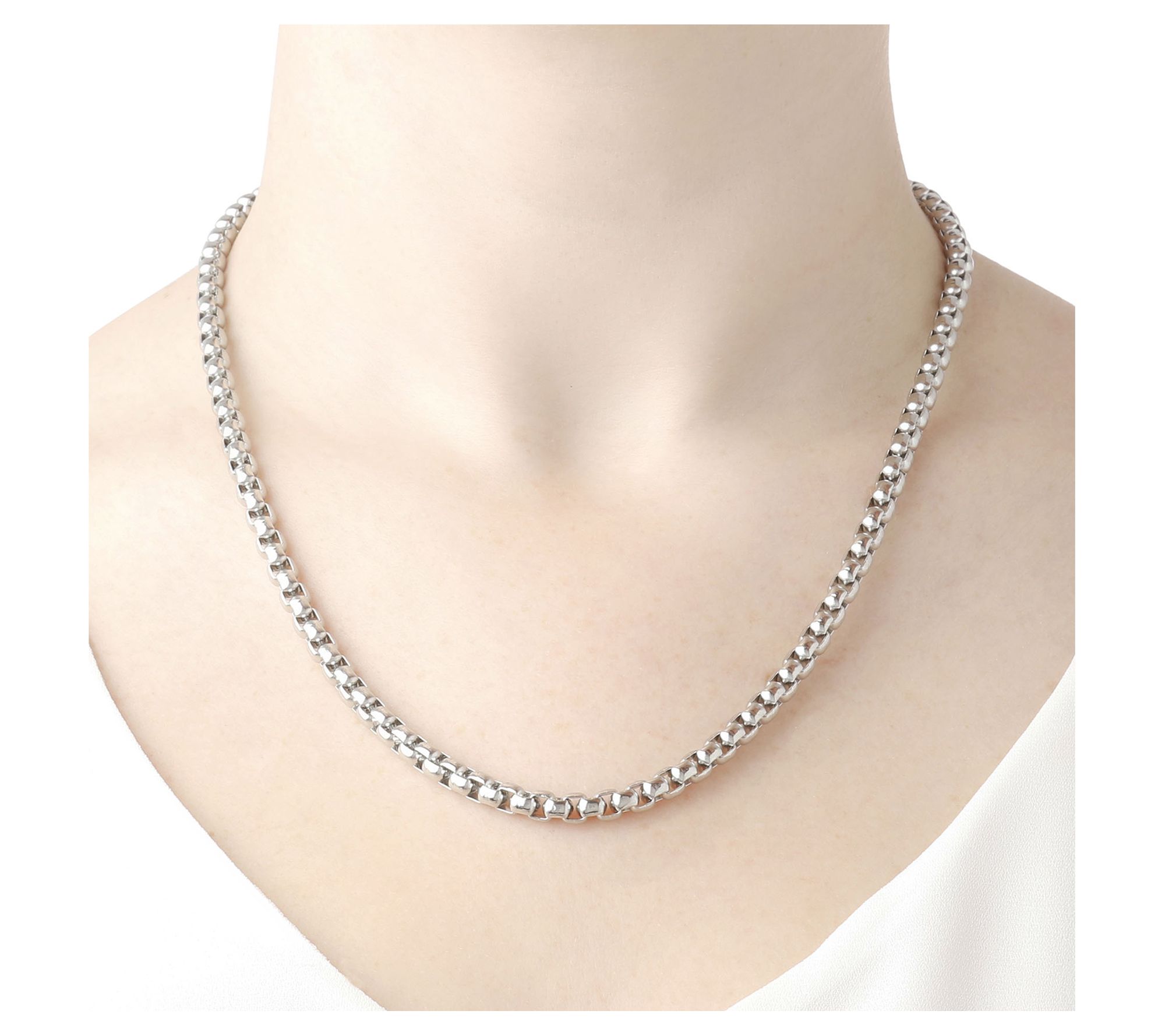 Steel by Design Adjustable Polished Box Chain Ncklace - QVC.com