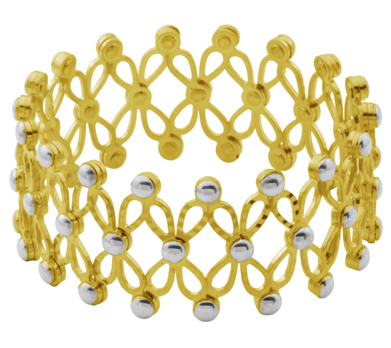 10K Gold Two-Tone Flexible Two-Tone Bangle Bracelet - QVC.com