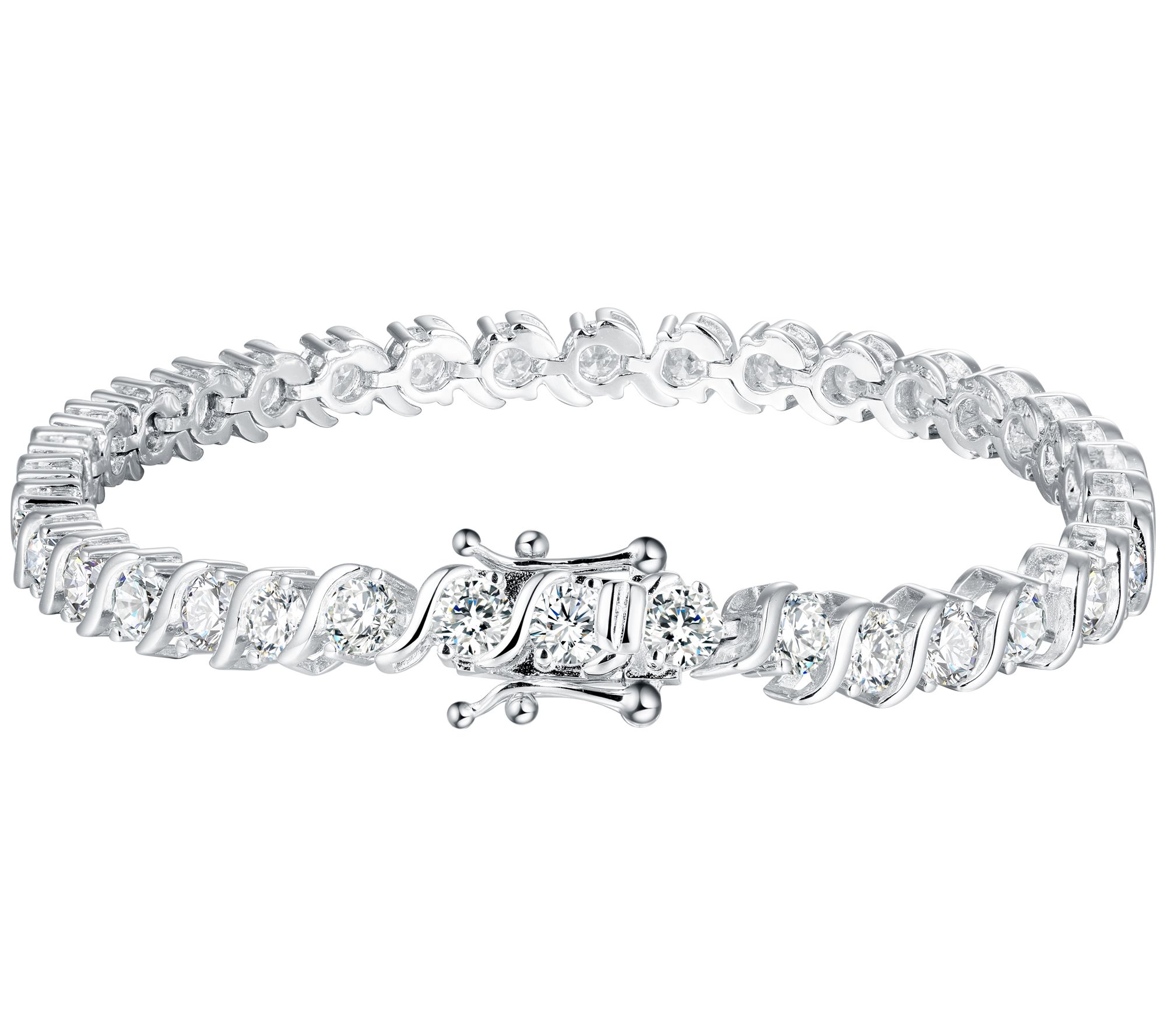 Diamonique "S" Style Tennis Br acelet, Sterlin g Silver - QVC.com