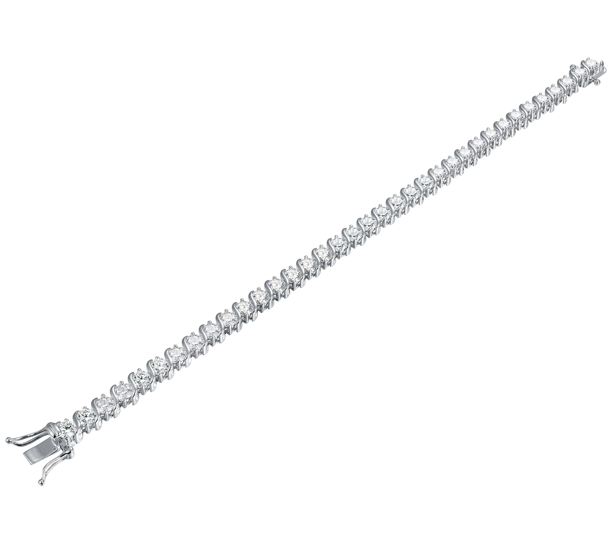Diamonique "S" Style Tennis Br acelet, Sterlin g Silver - QVC.com