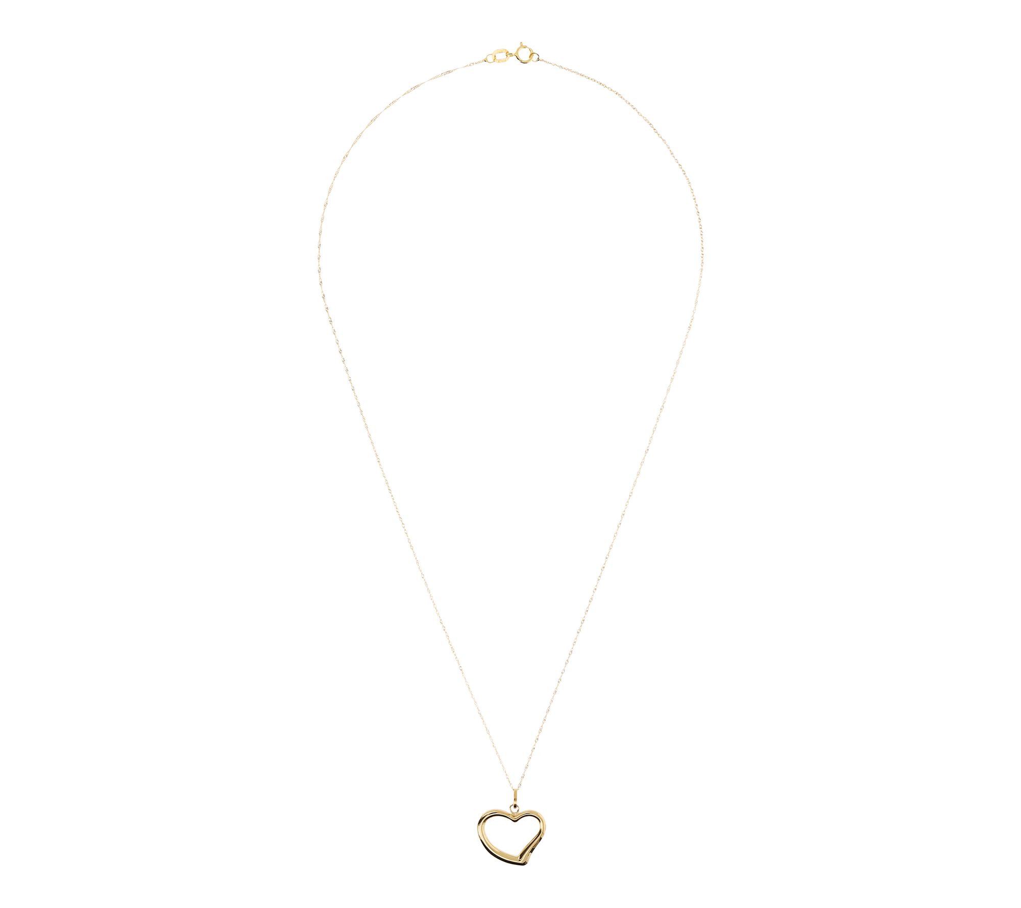 Italian Gold Open Heart Pendant w/ Chain, 14K - QVC.com