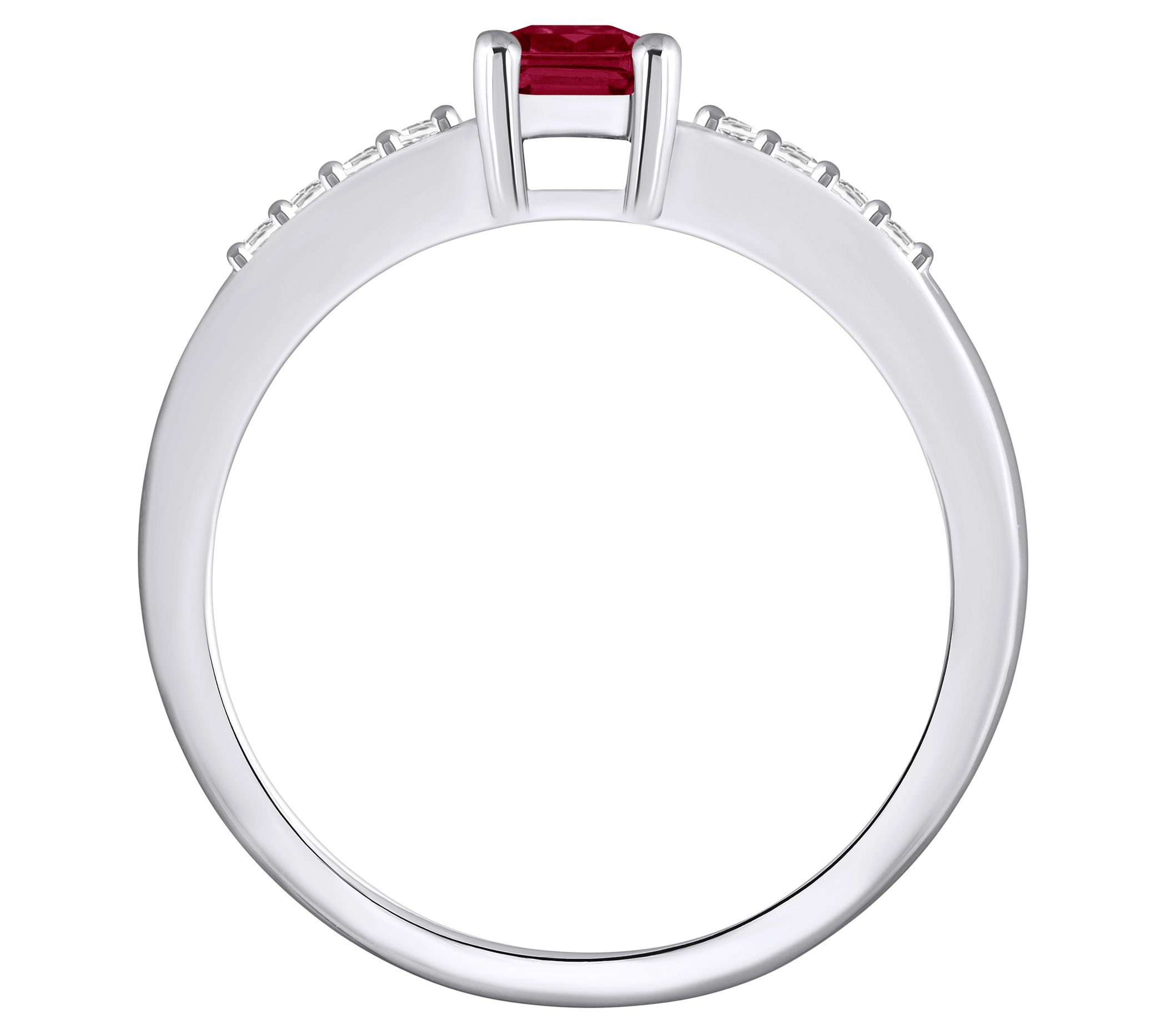 Affinity Gems Emerald Cut Ruby & Diamond Ring, 14K Gold - QVC.com
