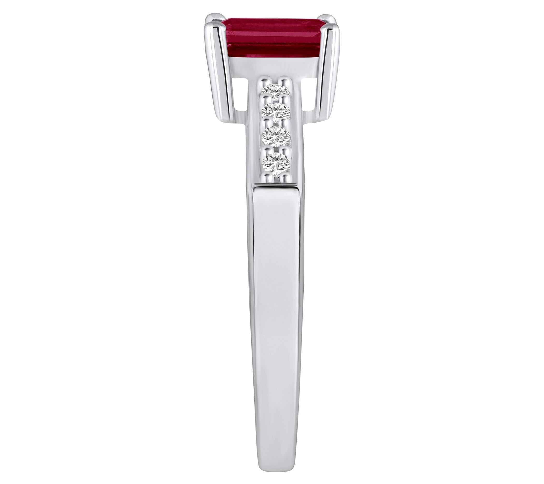 Affinity Gems Emerald Cut Ruby & Diamond Ring, 14K Gold - QVC.com