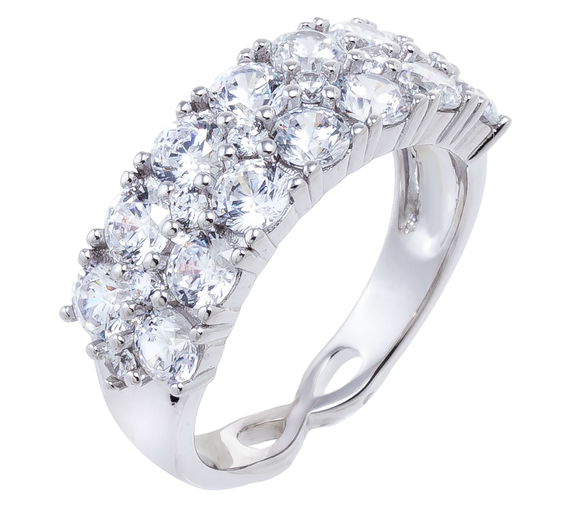 Diamonique Multi-Row Half Eternity Band Ring, Sterling Silver - QVC.com