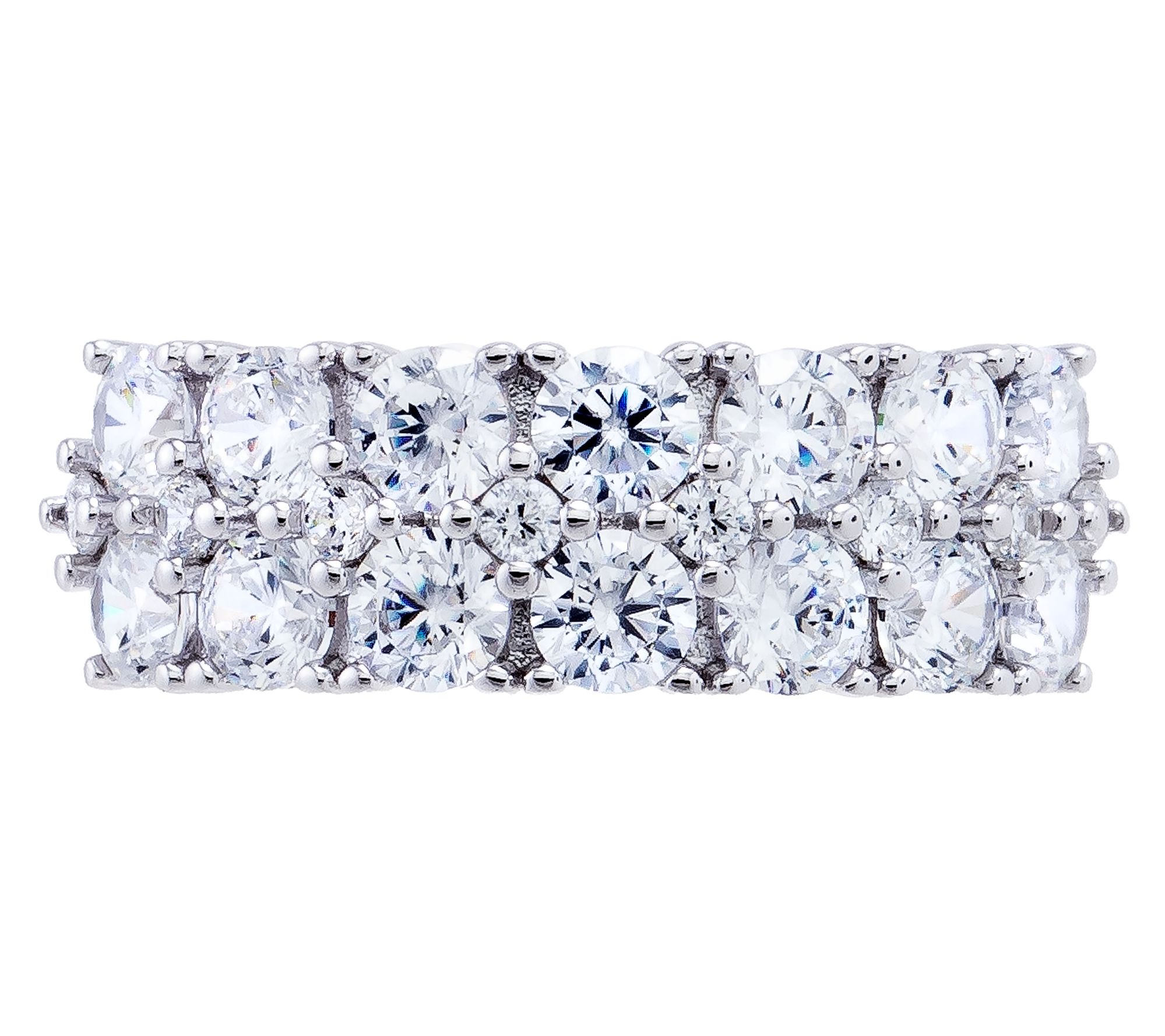 Diamonique Multi-Row Half Eternity Band Ring, Sterling Silver - QVC.com