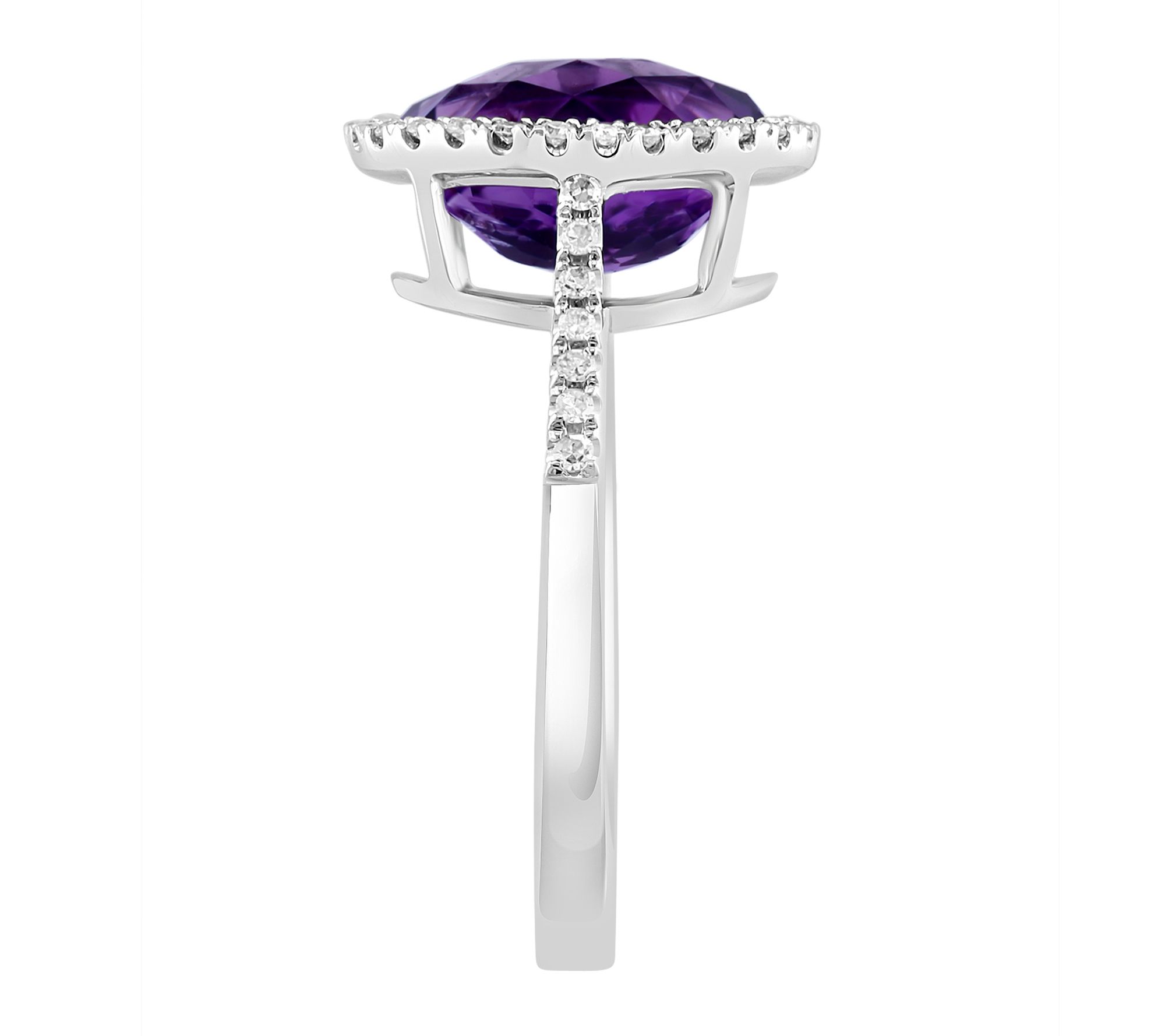 Effy Oval Amethyst & Diamond Halo Ring, 14K White Gold - QVC.com