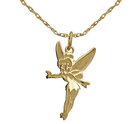 Disney Tinker Bell Pendant w/Chain, 14K Gold - QVC.com