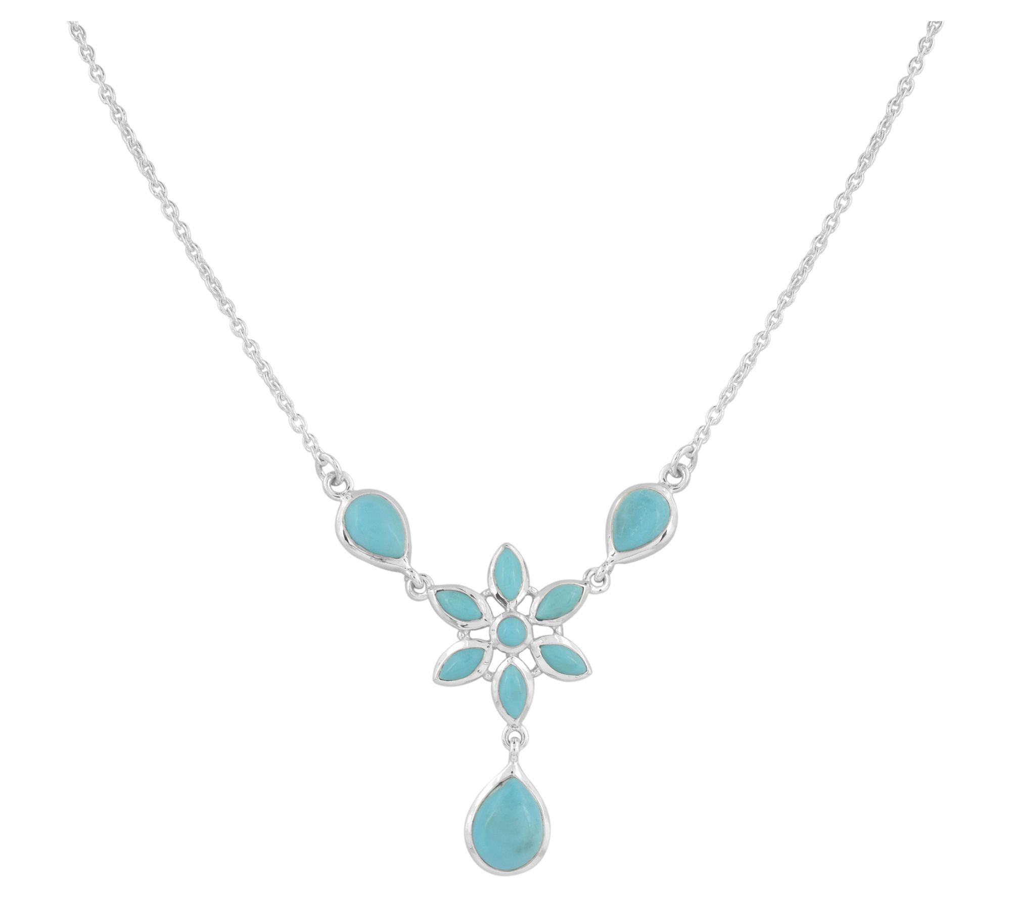 Affinity Gems Sleeping BeautyTurquoise Drop Necklace, Sterling - QVC.com