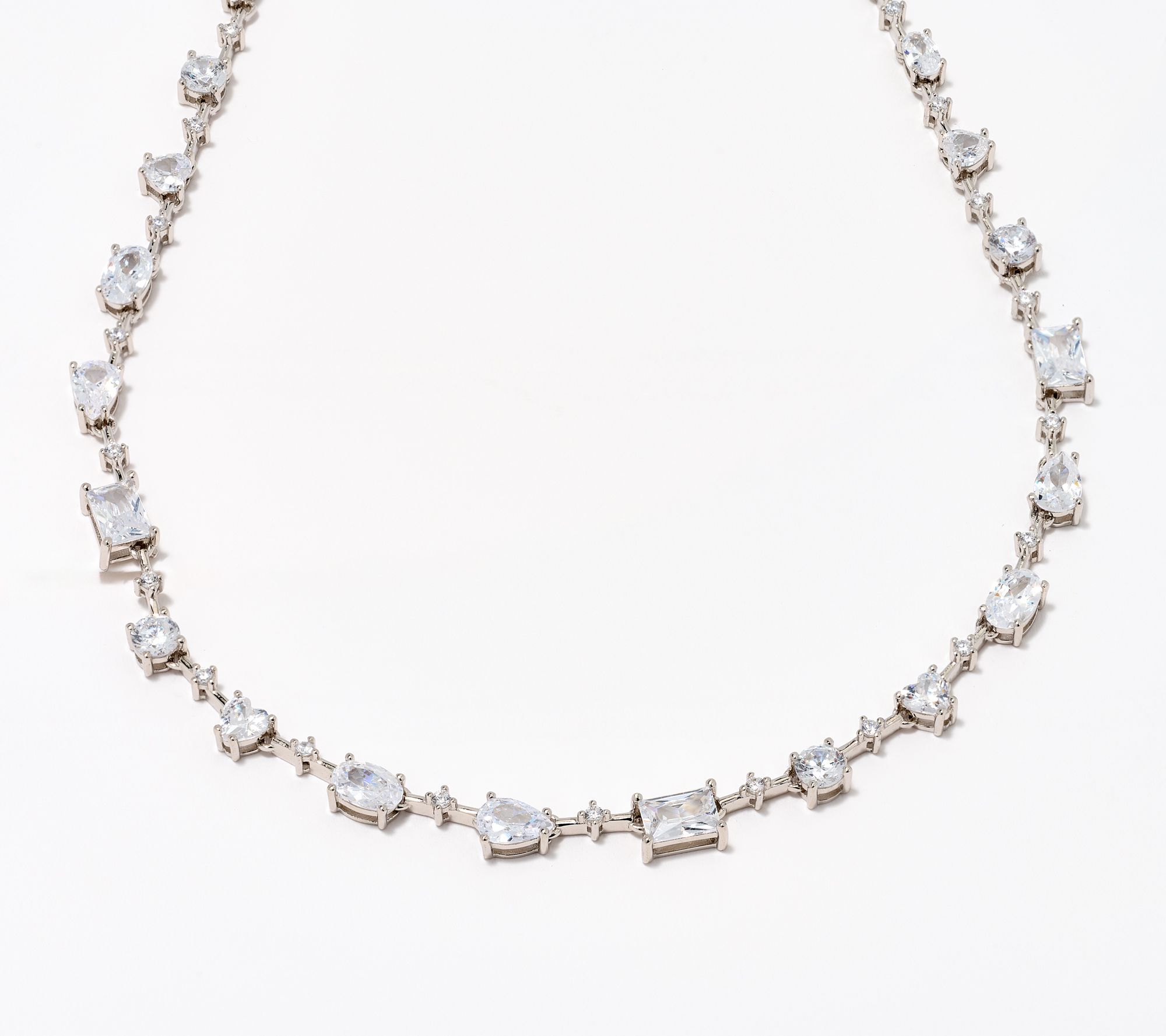 Diamonique Fancy Cut Necklace Sterling Silver QVC
