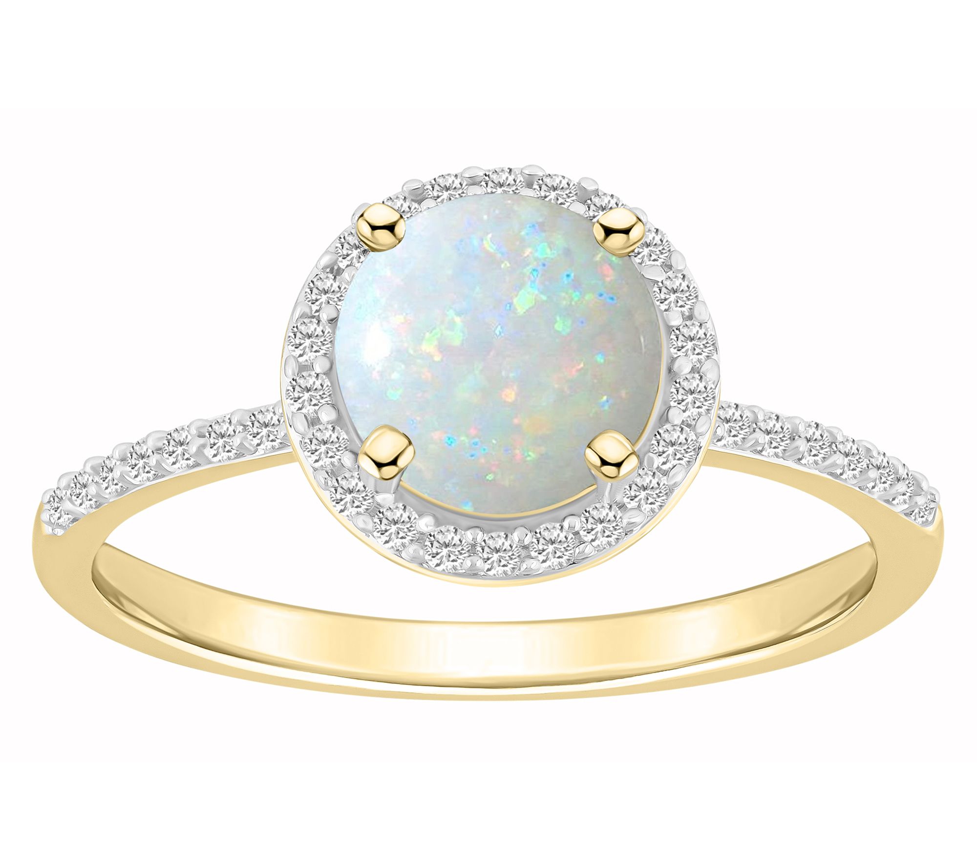 Affinity Gems Round Created Gemstone Halo Ring, 10K Gold - QVC.com