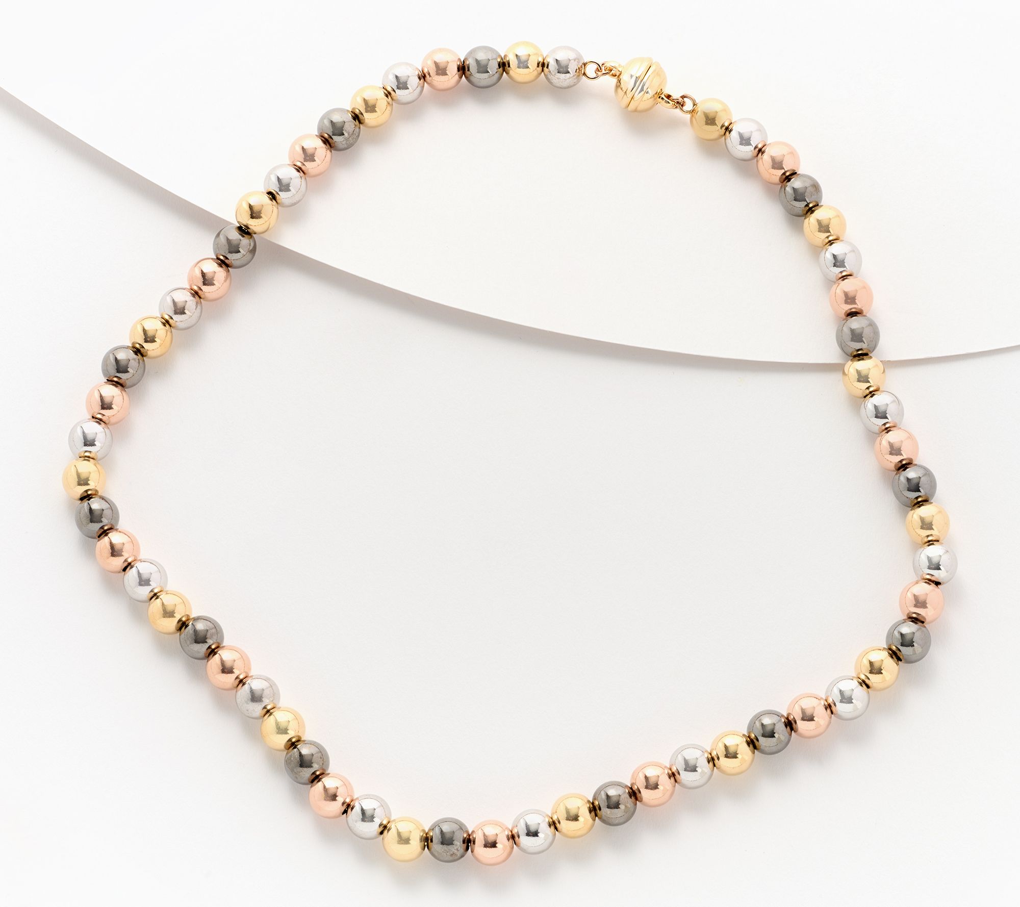 "As Is" David Markstein Bronze 8mm Bead Magnetic 18" Necklace - QVC.com