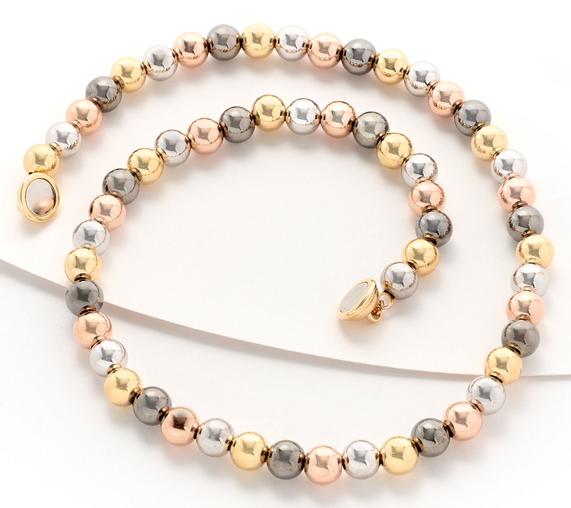 "As Is" David Markstein Bronze 8mm Bead Magnetic 18" Necklace - QVC.com
