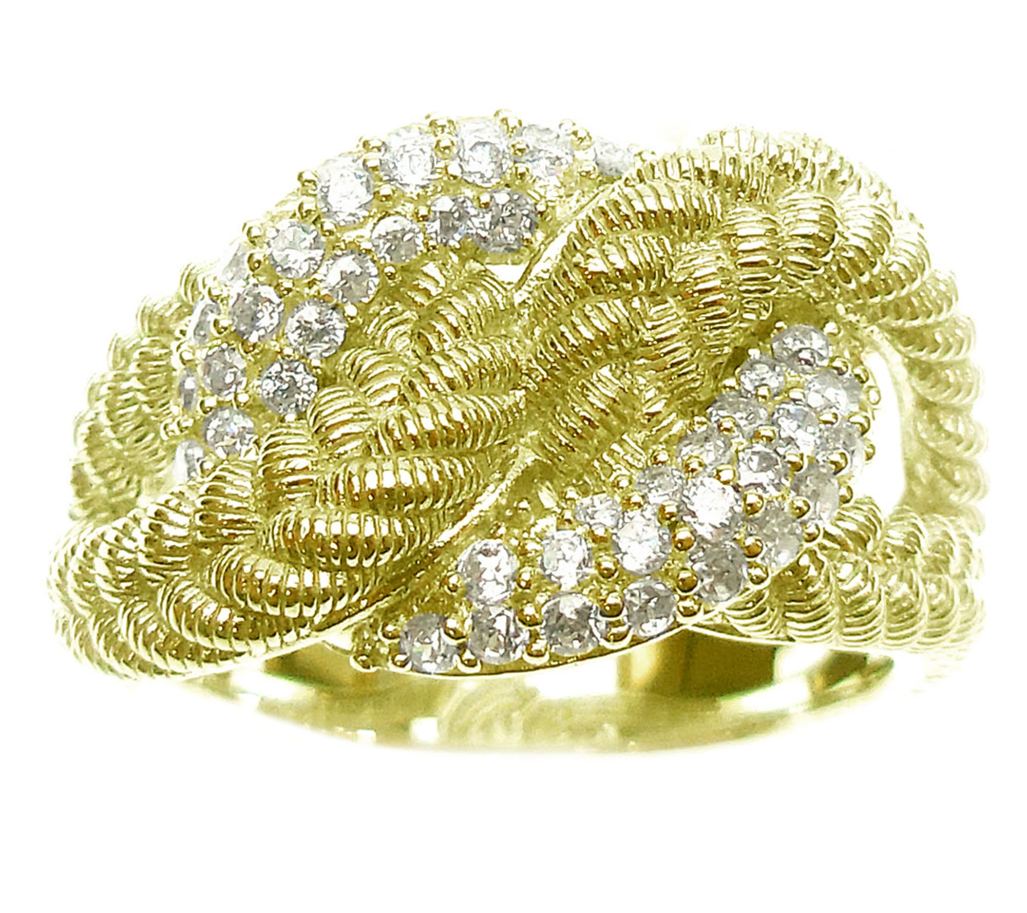 Judith Ripka Sterling & 14K Clad Diamonique Twist Ring - QVC.com