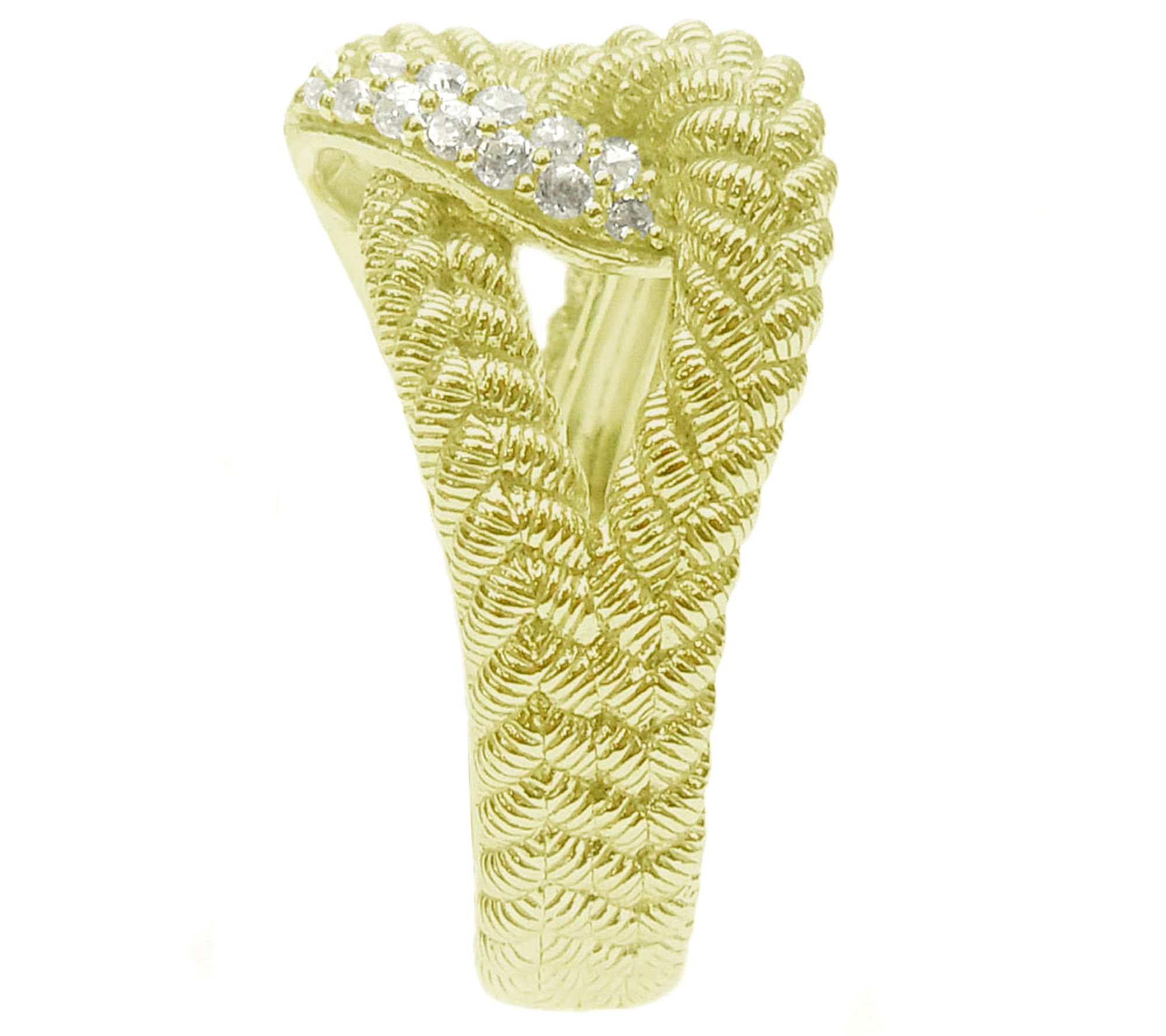 Judith Ripka Sterling & 14K Clad Diamonique Twist Ring - QVC.com