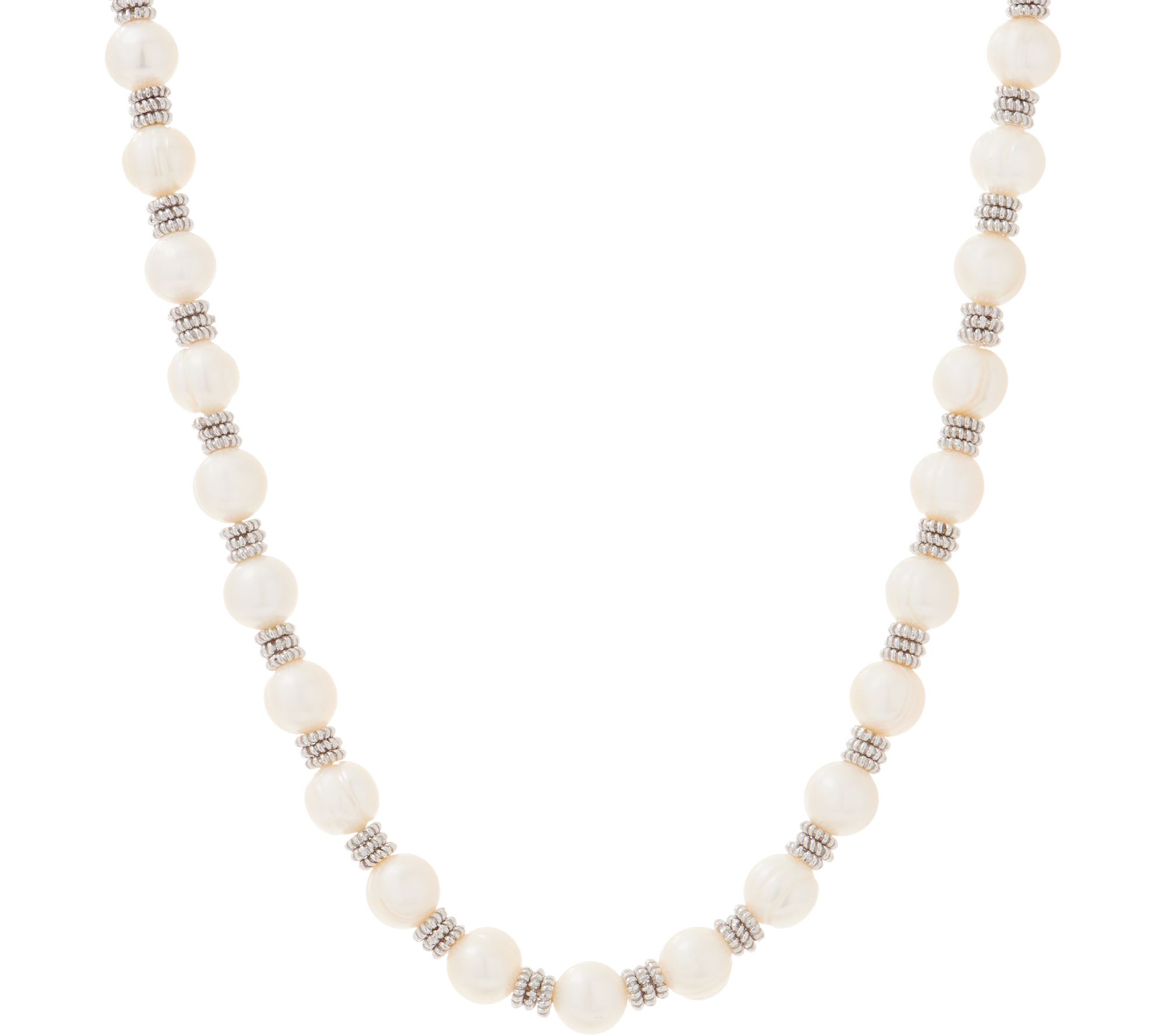 Honora Cultured Pearl 18" Station Necklace, Sterling Silver - QVC.com