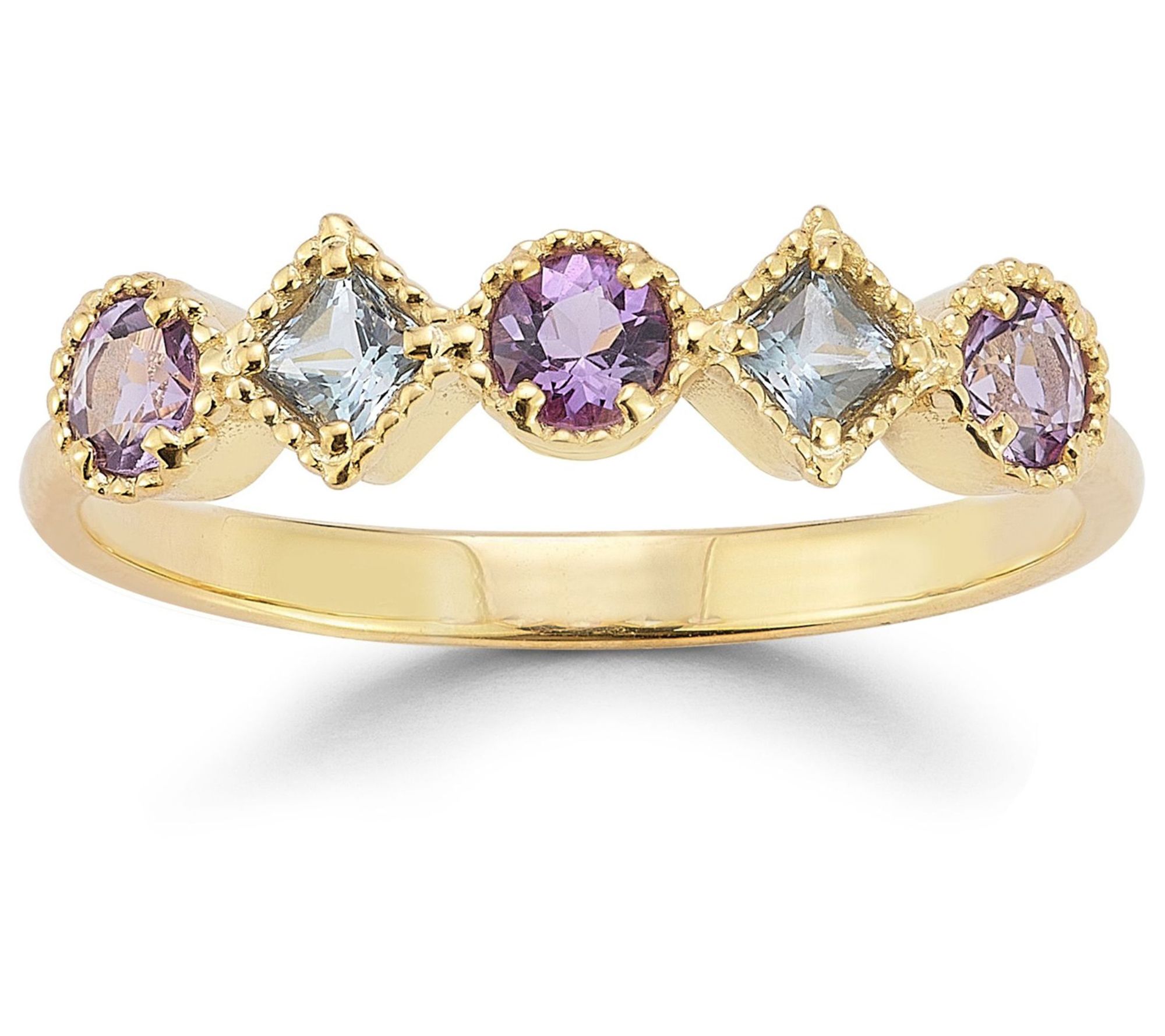 Italian Gold Blue Topaz and Amethyst Ring, 14K - QVC.com