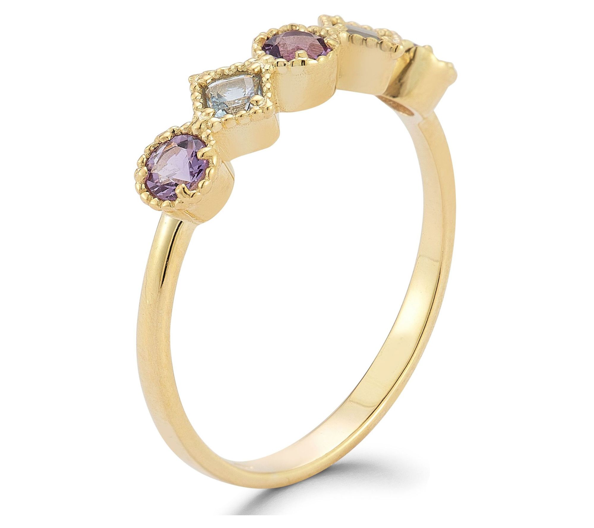 Italian Gold Blue Topaz and Amethyst Ring 14K QVC