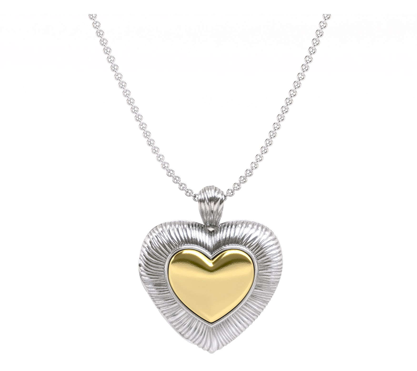 Or Paz Two-Tone Heart Locket Pendant w/ Chain,Sterling - QVC.com