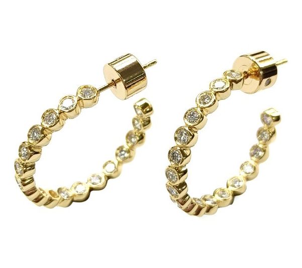 Zaxie Lab Diamonds Post Up Hoop Earrings - QVC.com
