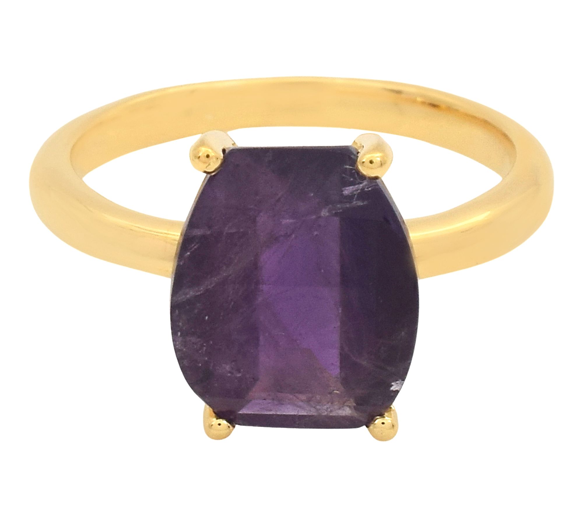 Affinity Gems Fancy Cut Amethyst Solitaire Ring, 14K Plated - QVC.com