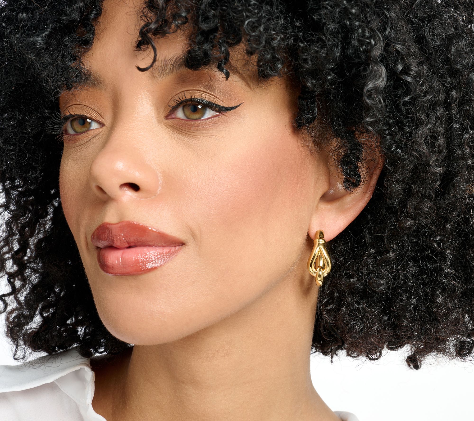 "As Is" David Markstein 14K Gold Over Resin Equestrian 1-1/8" Hoops ...