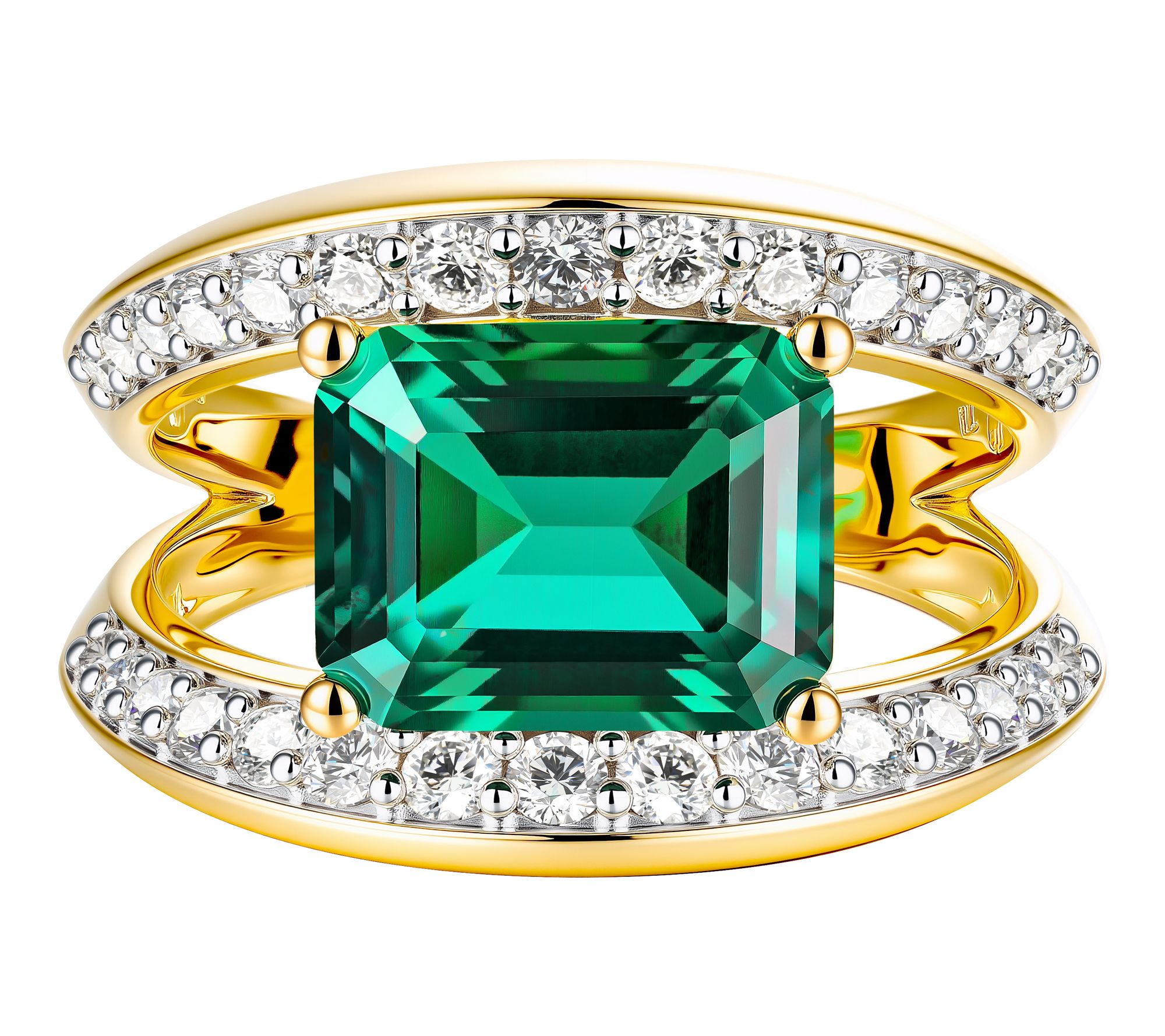Fire Light Grown Diamond & Zambian Emerald Ring, Sterling - QVC.com