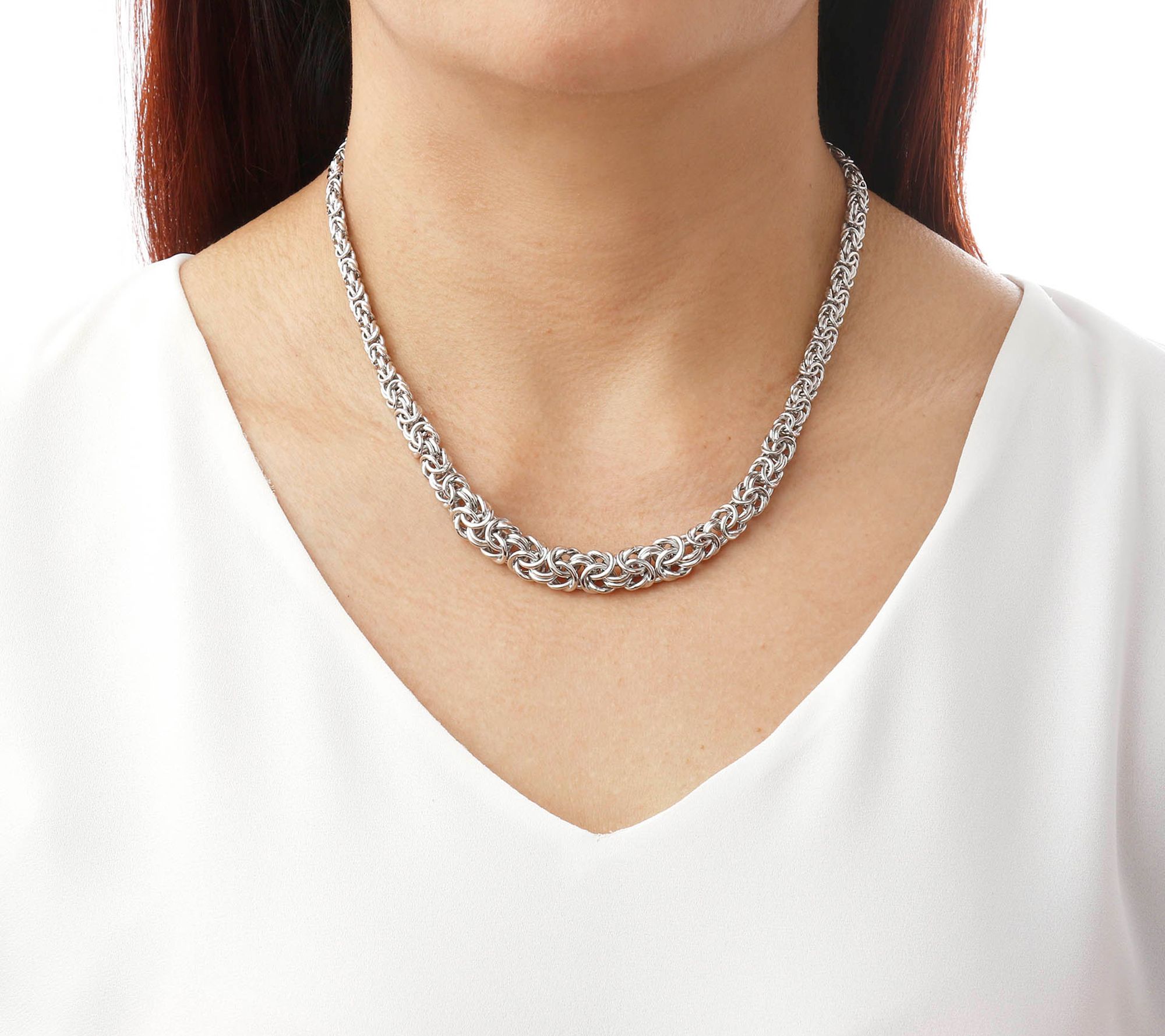 Italian Silver Graduated Byzantine Necklace, 24.5g - QVC.com
