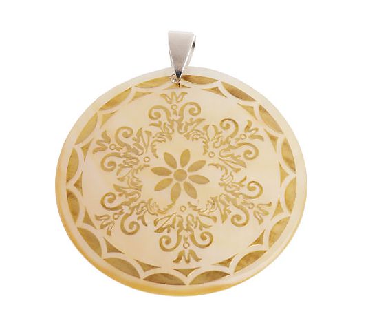 Lee Sands Round Mother-of-Pearl Filigree Design Pendant - QVC.com Lee Sands Round Mother-of-Pearl Filigree Design Pendant - QVC.com