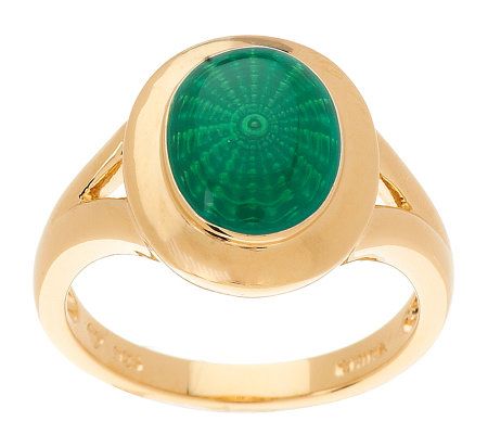 Titanic Guilloche Enamel Sterling/ 14K Clad Ring - QVC.com