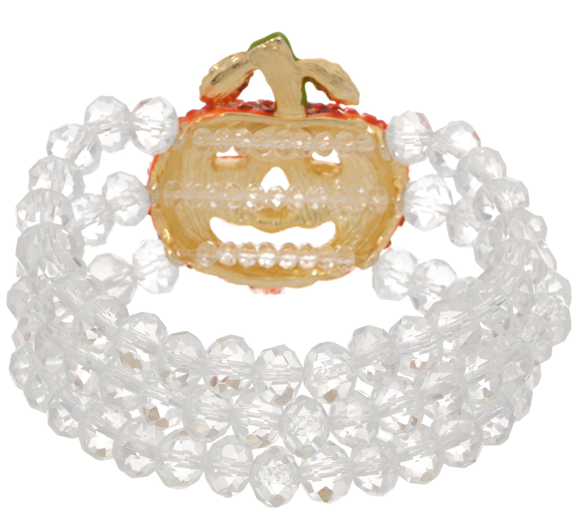 "As Is" Kirks Folly Starlight Pumpkin Stretch Beaded Bracelet - QVC.com