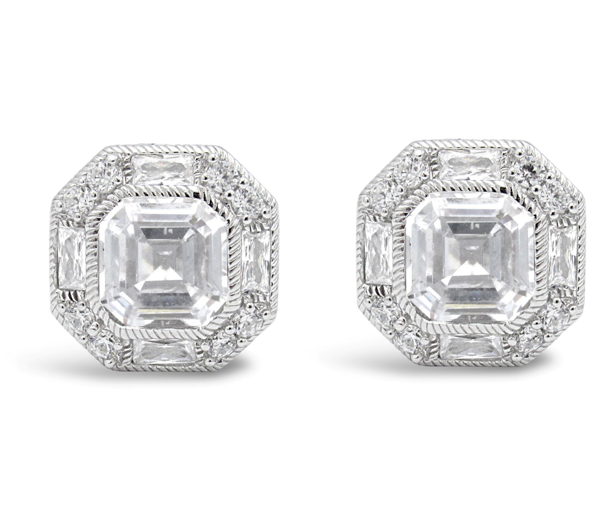 JUDITH Classic Diamonique Estate Button Earrings, Sterling - QVC.com