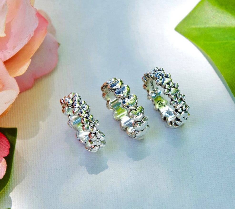 "As Is" JAI Sterling Silver Symbols of Love Flower Band Ring - QVC.com