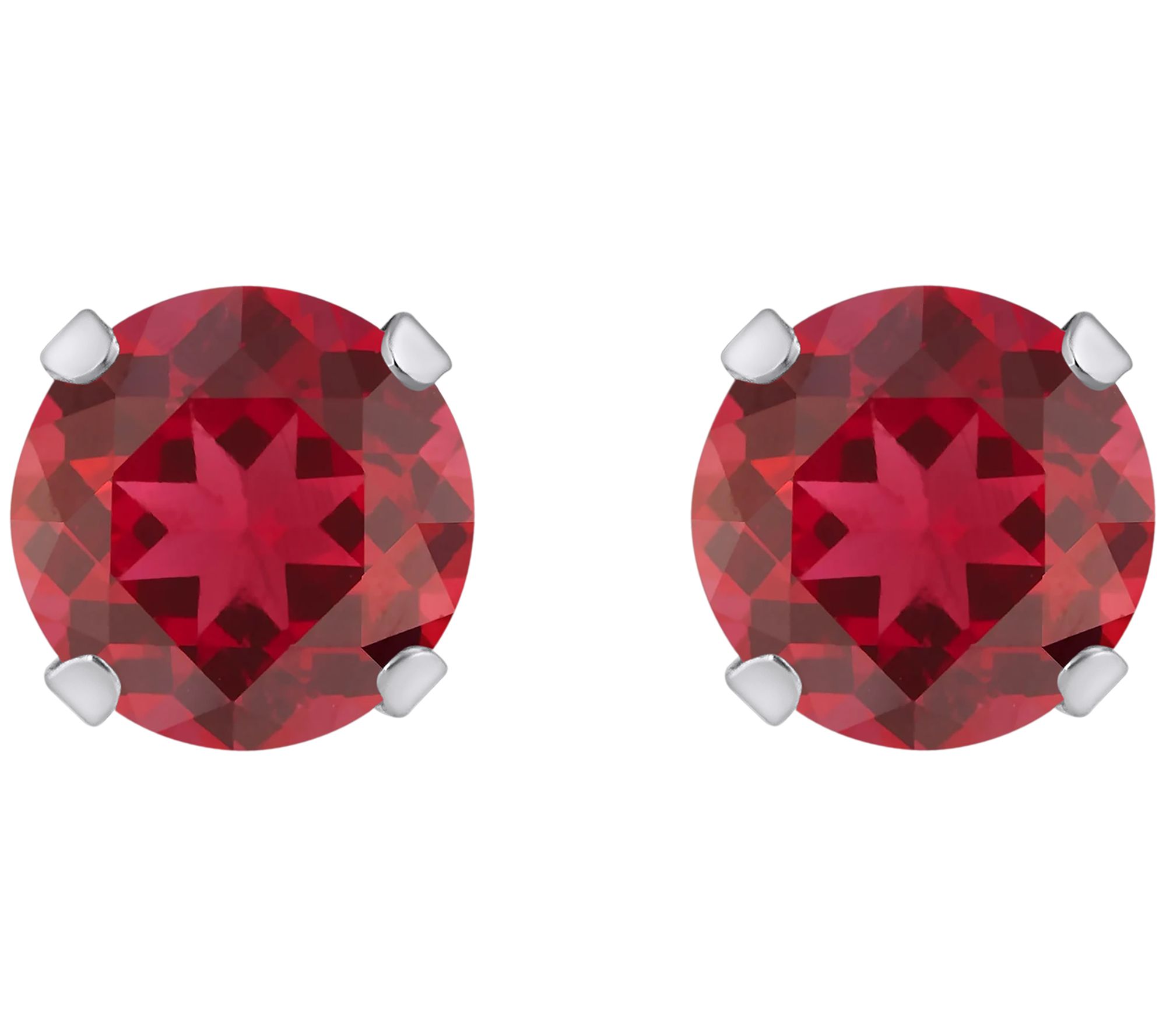 Affinity Gems Round Created Gemstone Earrings, 10K White Gold - QVC.com