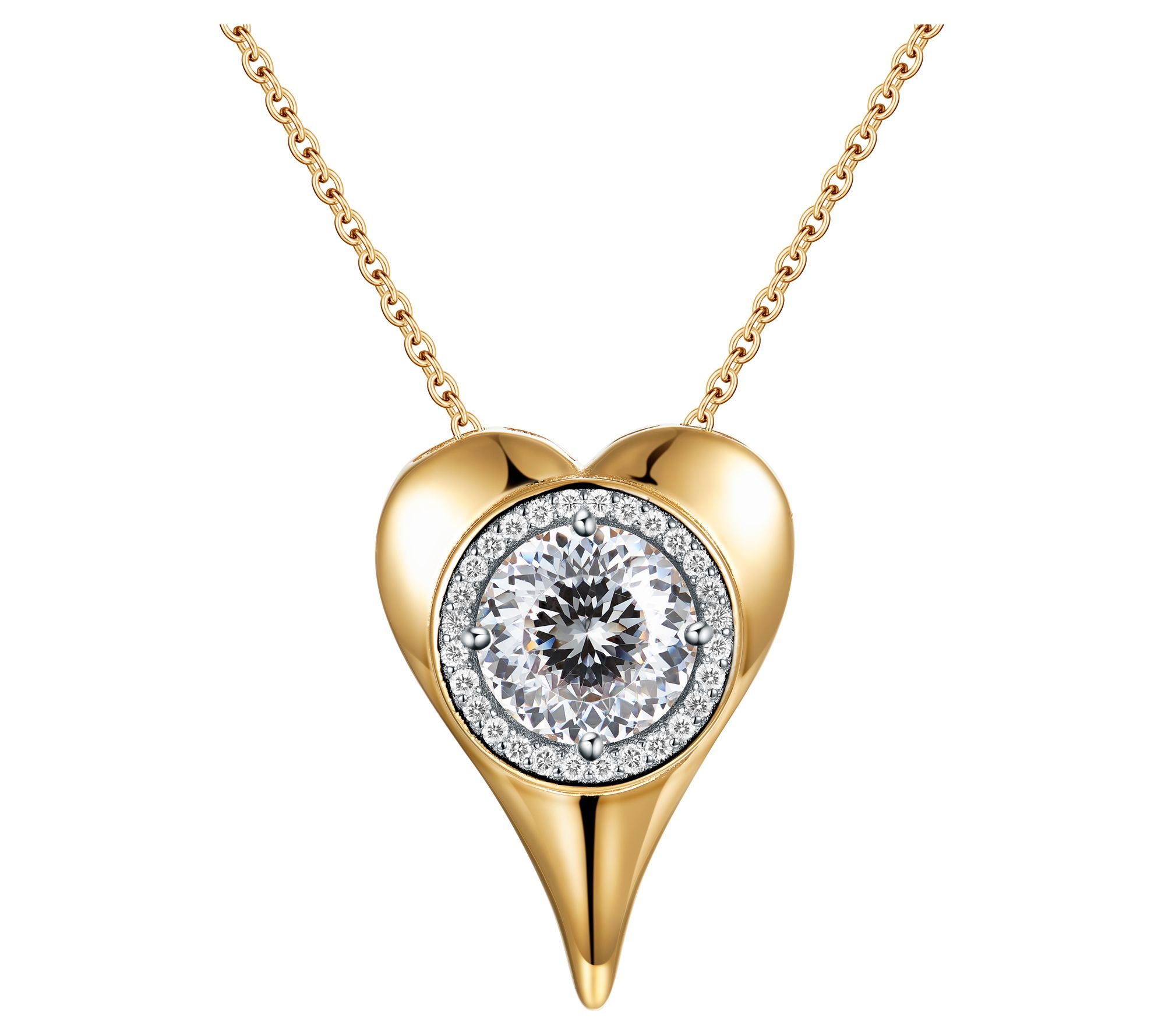 Diamonique X Jennifer Miller Heart Pendant w/ Chain, Sterling - QVC.com