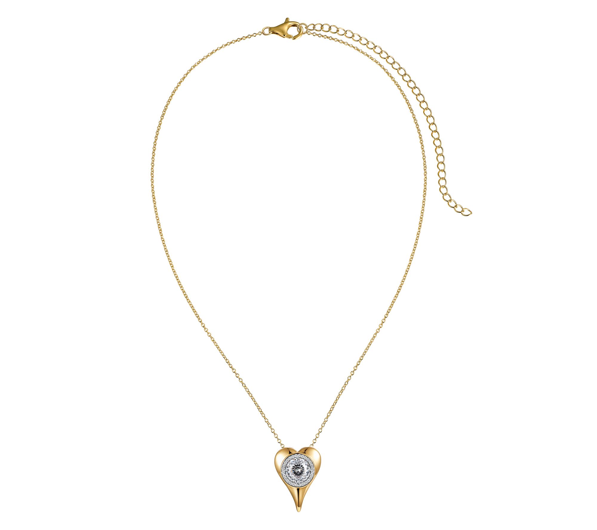 Diamonique X Jennifer Miller Heart Pendant w/ Chain, Sterling - QVC.com